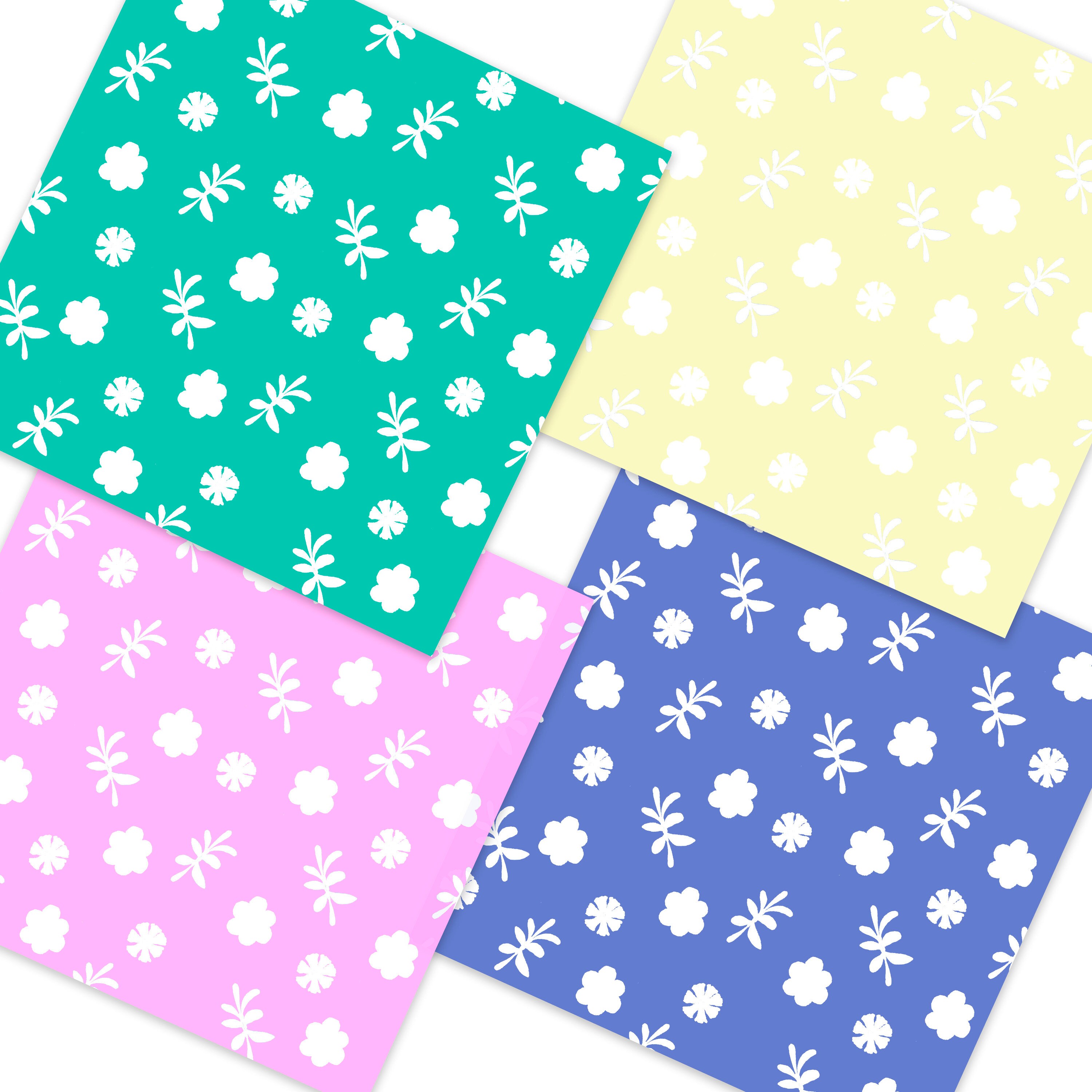 Flolar Digital Paper, Flower Seamless Pattern, Scrapbook Paper, Neon ...