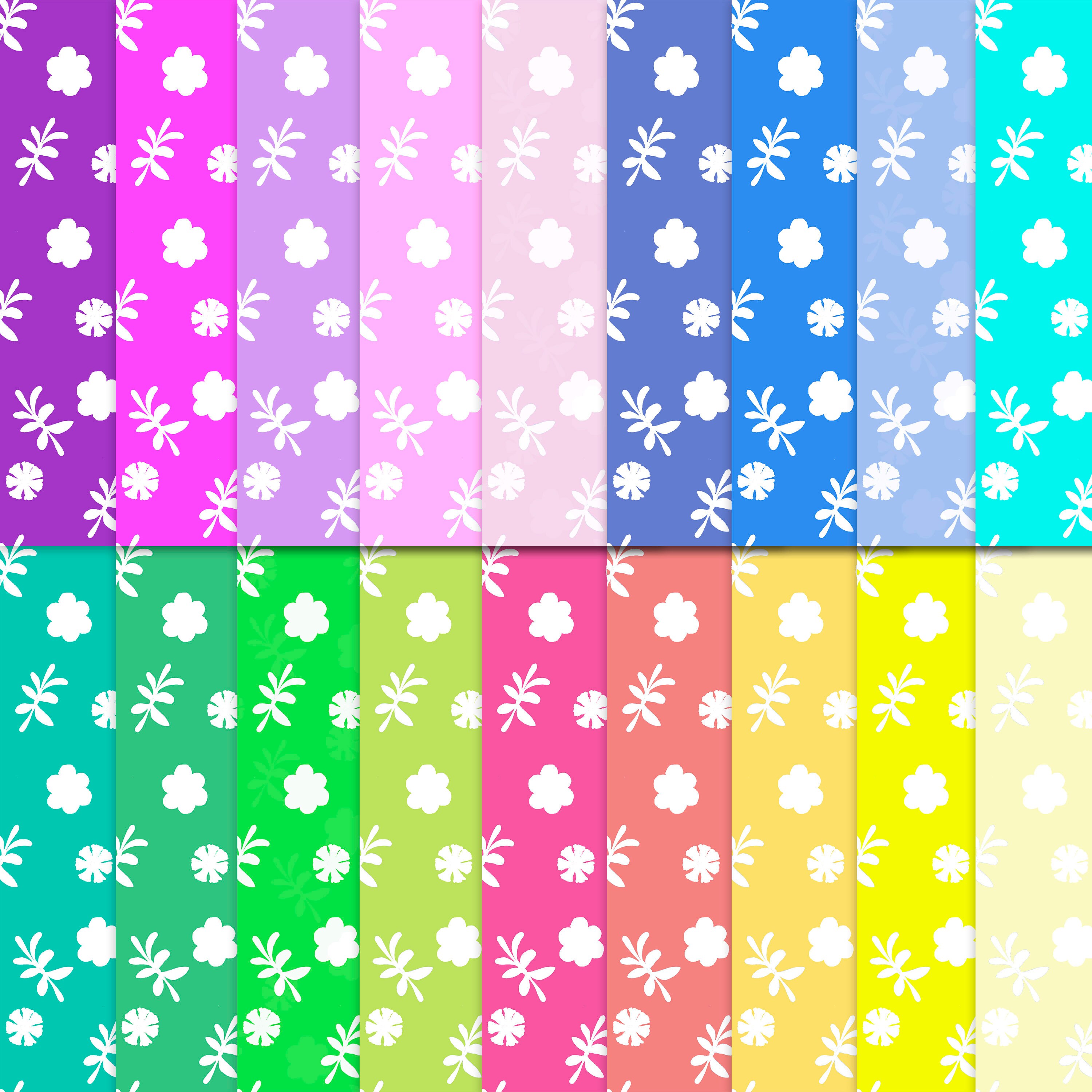 Flolar Digital Paper, Flower Seamless Pattern, Scrapbook Paper, Neon ...