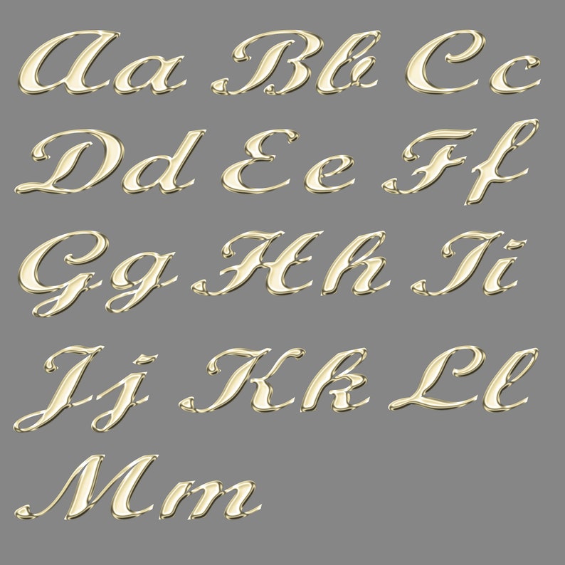 Metallic Alphabet Gold and Silver Clip Art, Metallic Numbers, Digital ...