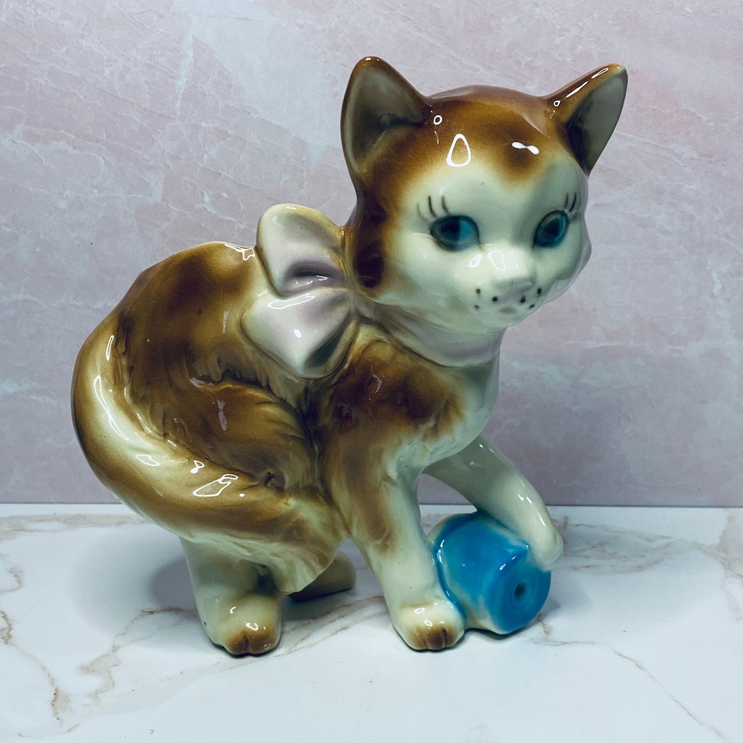 Vintage Lane & Co. Van Nuys, CA Tabby Cat, Large Ceramic Planter ...