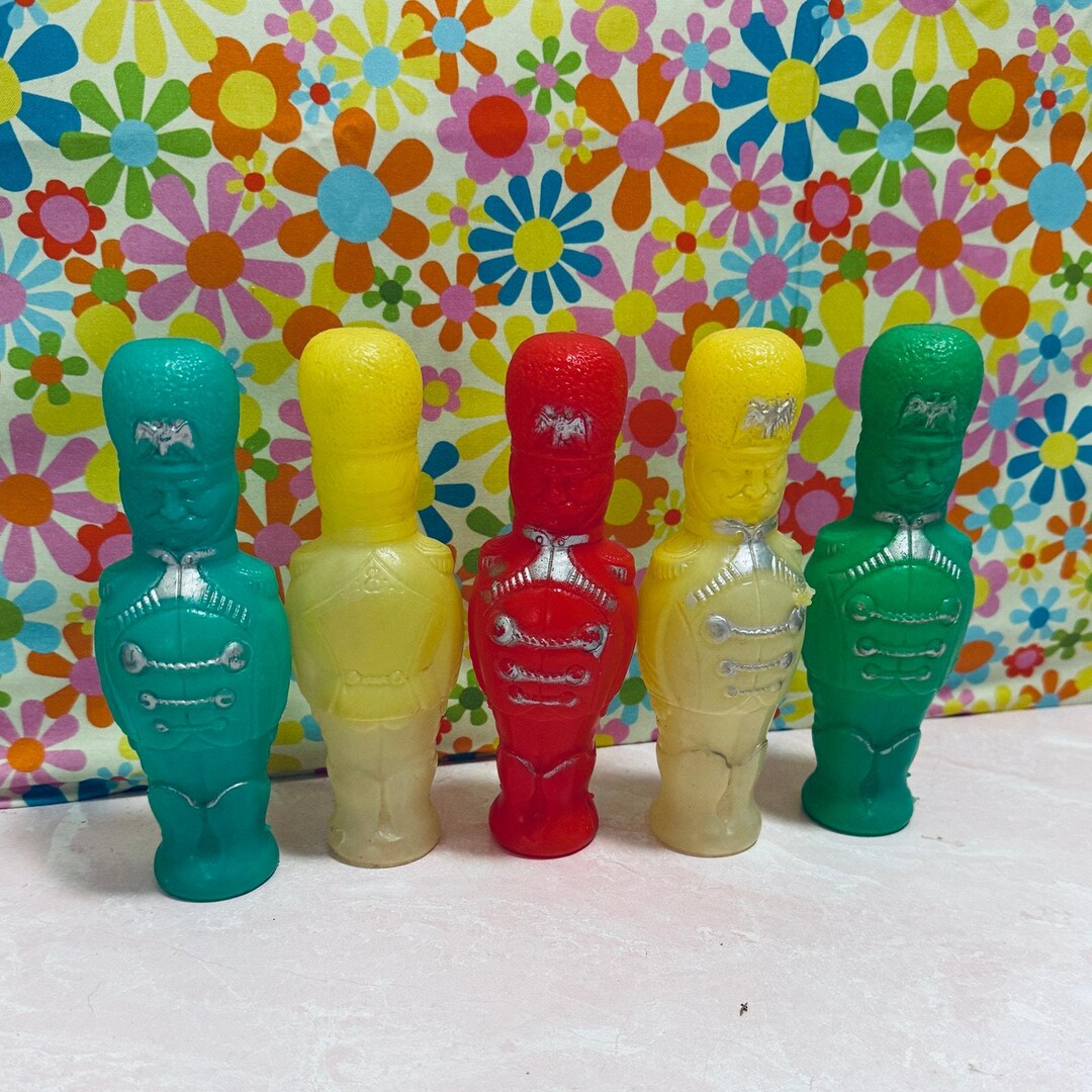 Vintage Set of 5 Blow Mold Soldier Bowling Pin Toys, Keepsake ...