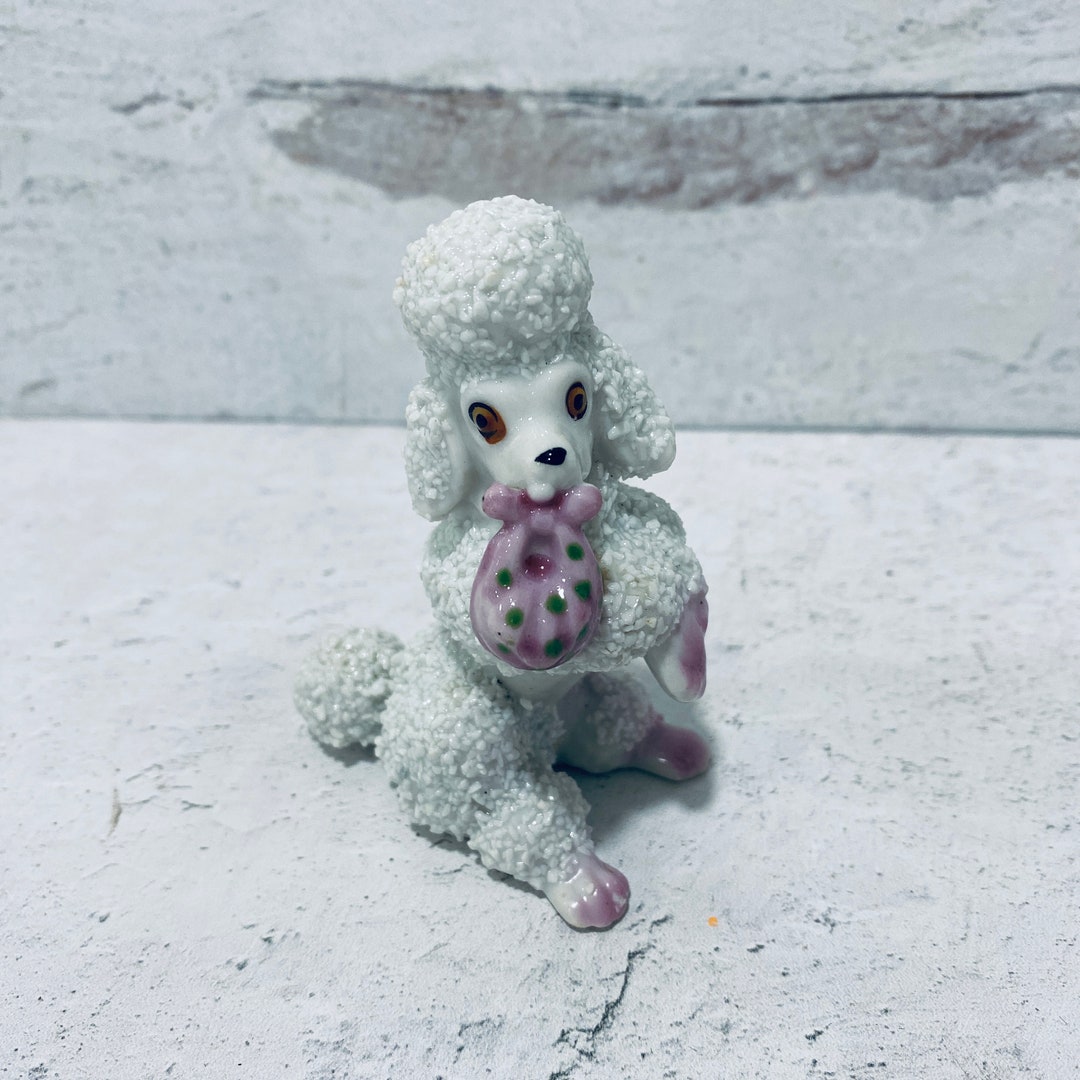 Vintage 1950's Sugared Poodle Porcelain Figurine, White-pink, Japan ...