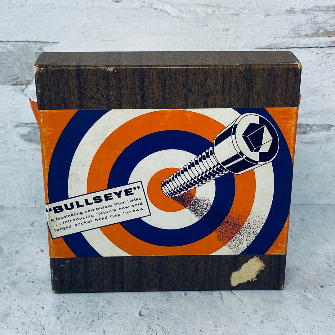 Vintage 1960's Setko Bullseye Puzzle, Wood & Cap Screws, Kitsch ...