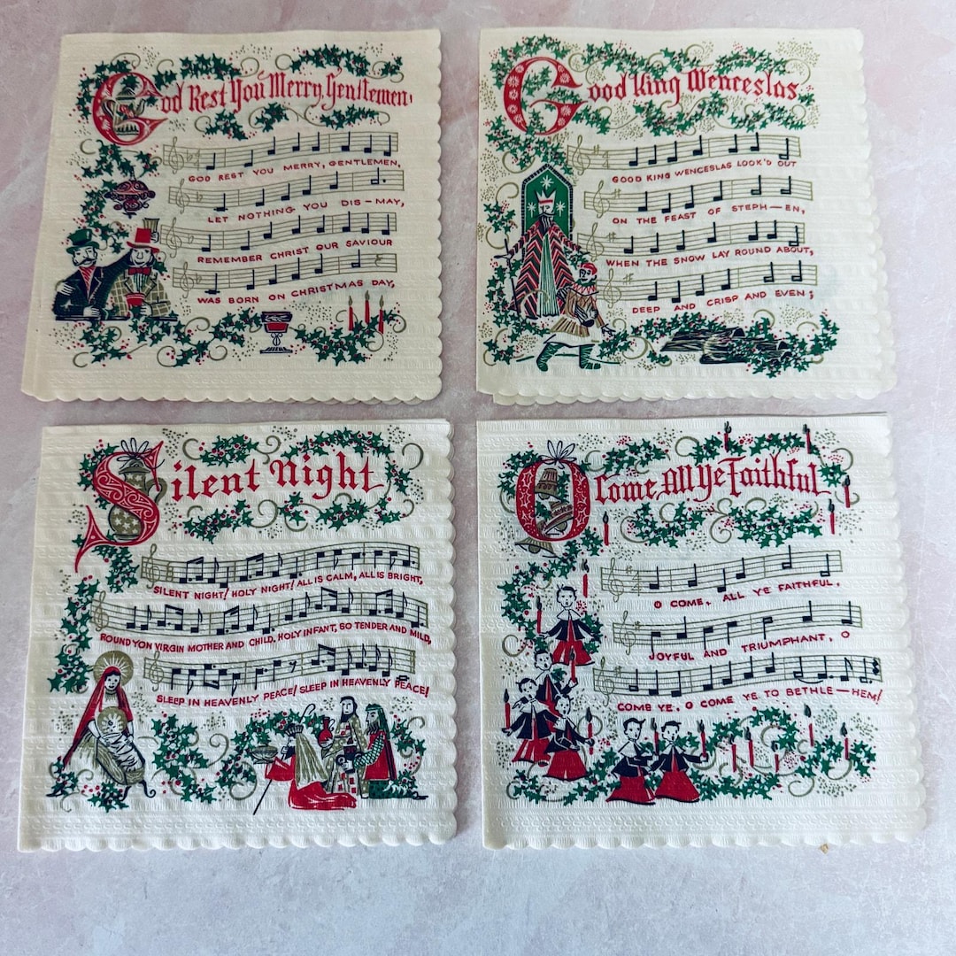Vintage NOS 1950's E. Errett Smith Christmas Carol Crepe Paper Napkin ...