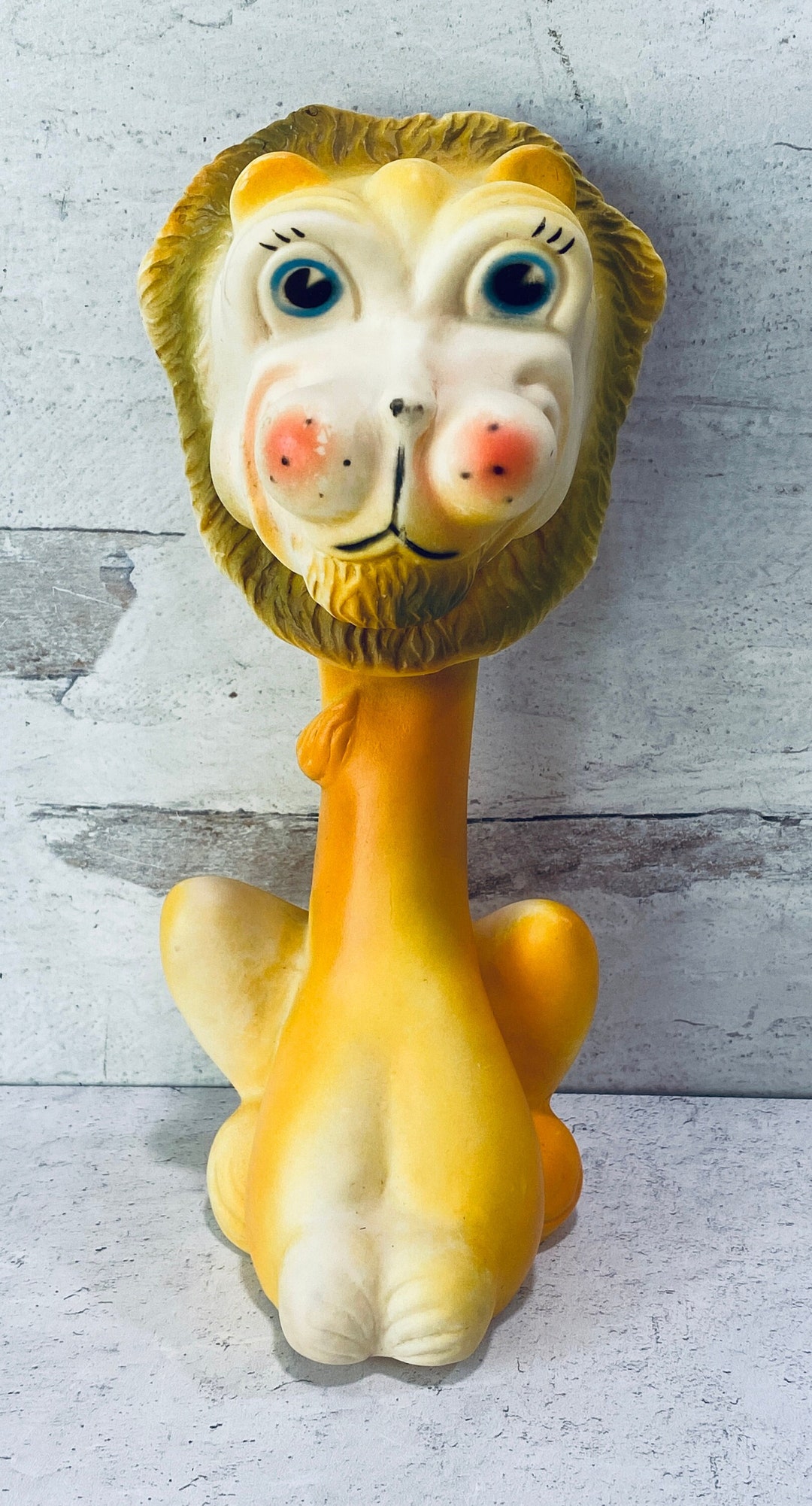 Vintage 1962 Formulette Rubber Lion Squeak Toy, Yellow, USA - Etsy