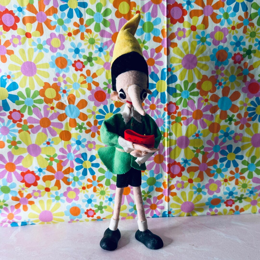 Vintage 1950's Japan Pinocchio Felt Pose Doll W/wood Shoes, Collectible ...