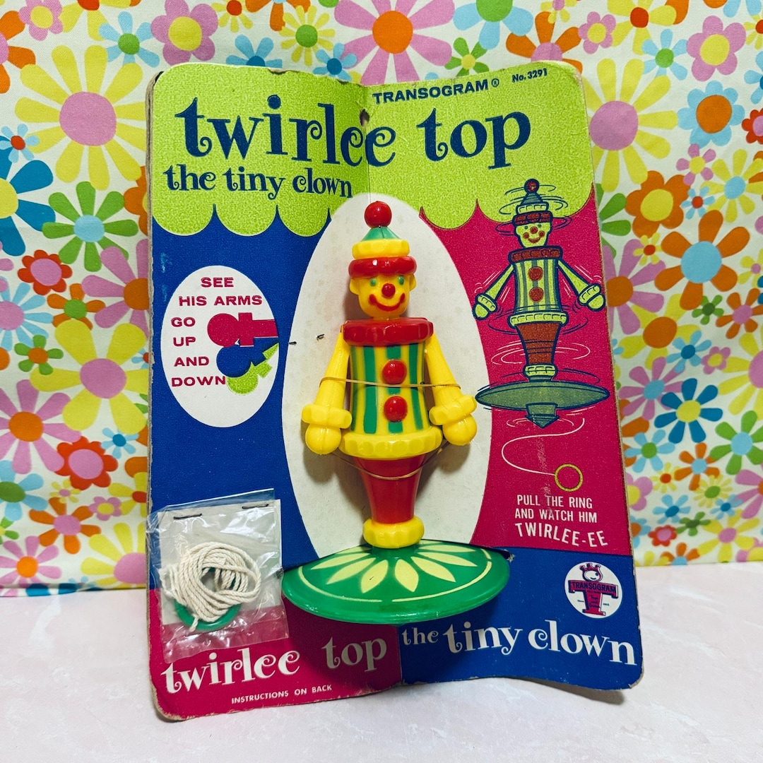 Vintage NOS 1963 Transogram 'twirlee Top" the Tiny Clown Toy Spinning ...