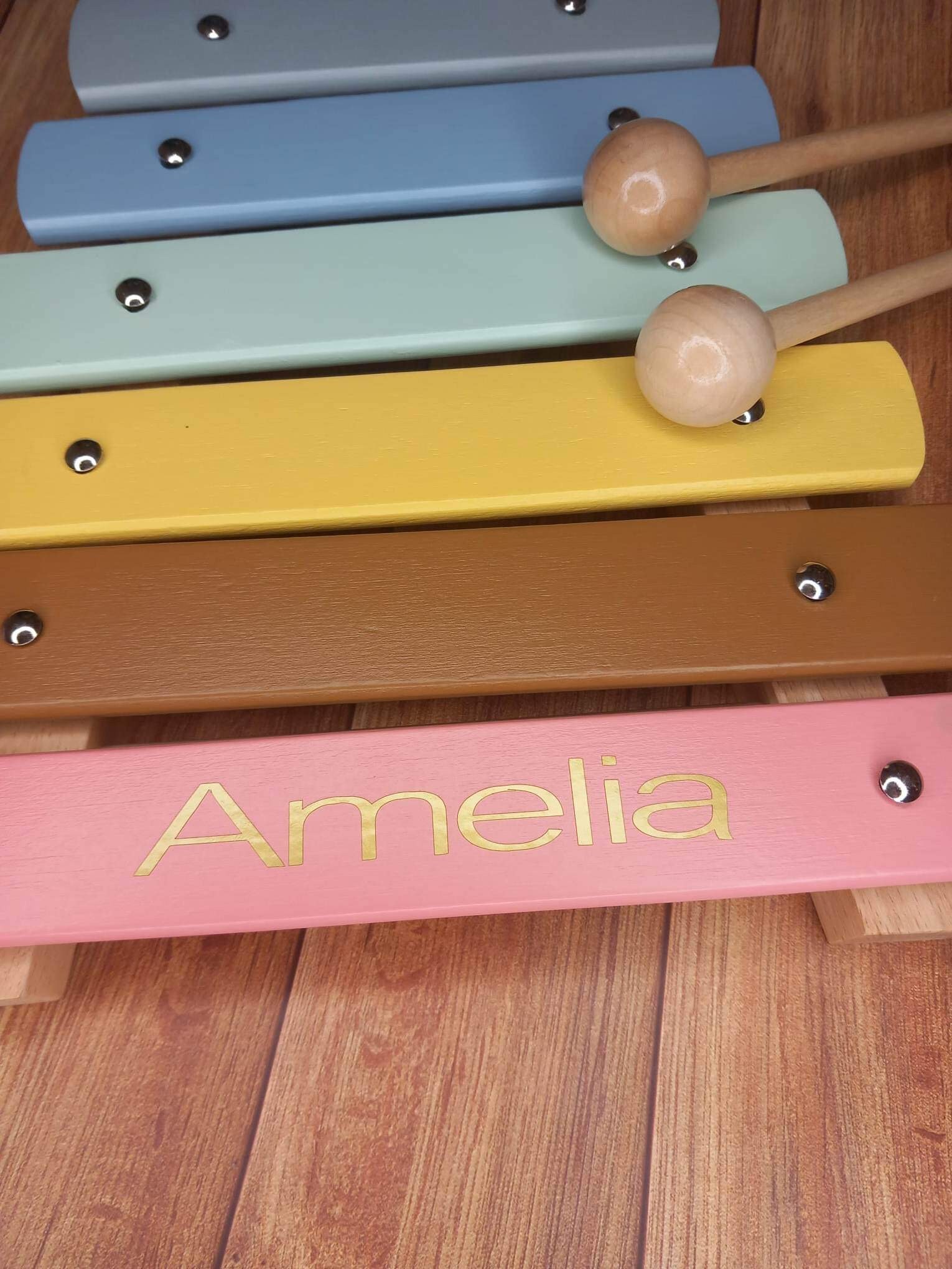 Personalized Beechwood Xylophone, Pastel Rainbow, Toddler Montessori ...