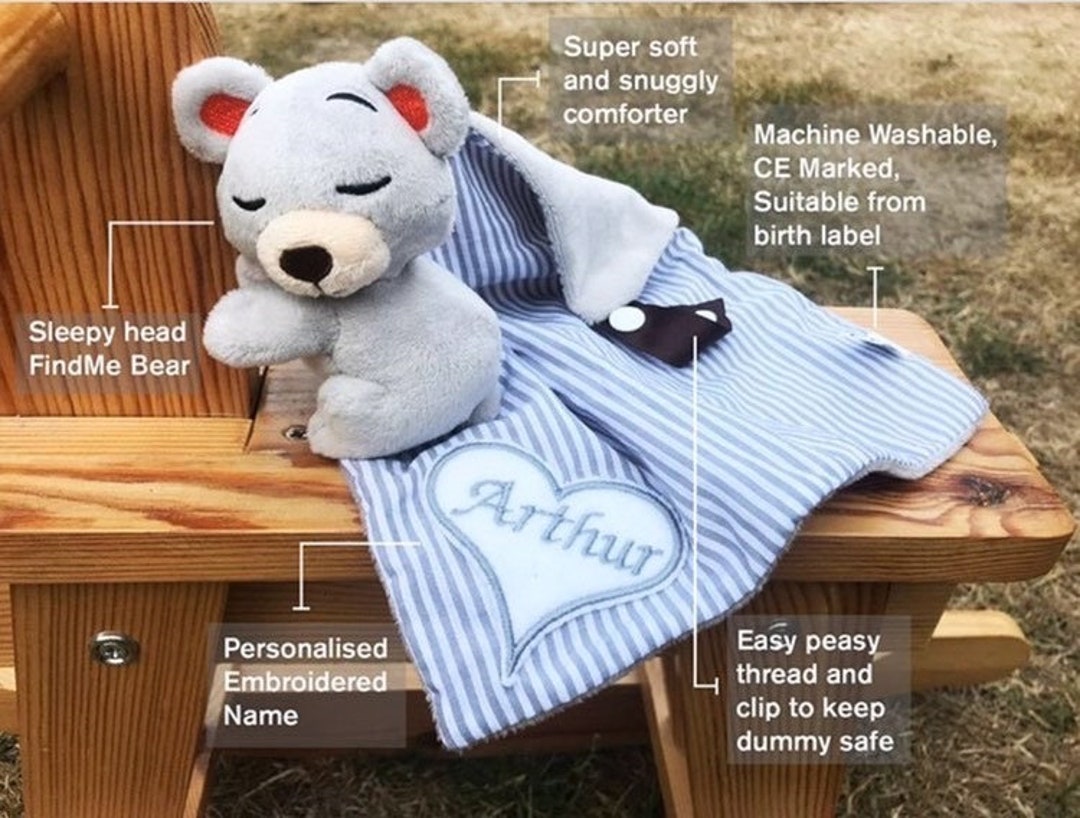 Personalized Baby Comforter, Teddy Bear Snuggle Blanket, Dummy Clip ...