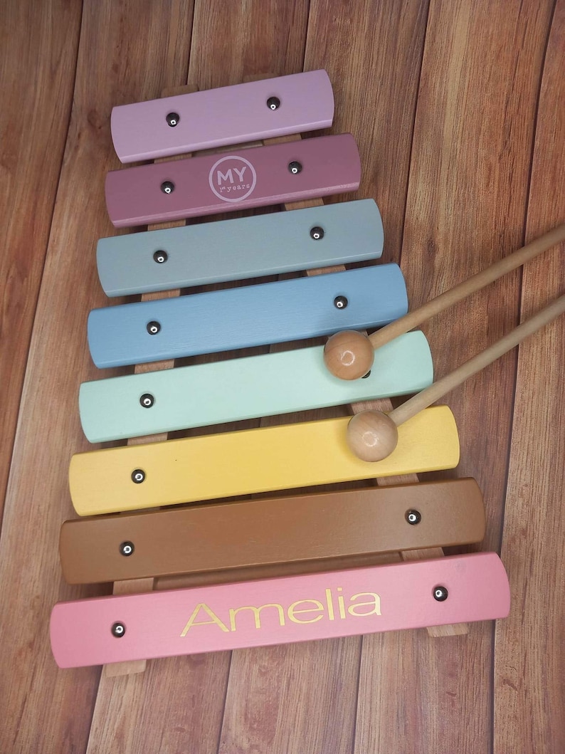 Personalized Beechwood Xylophone, Pastel Rainbow, Toddler Montessori ...