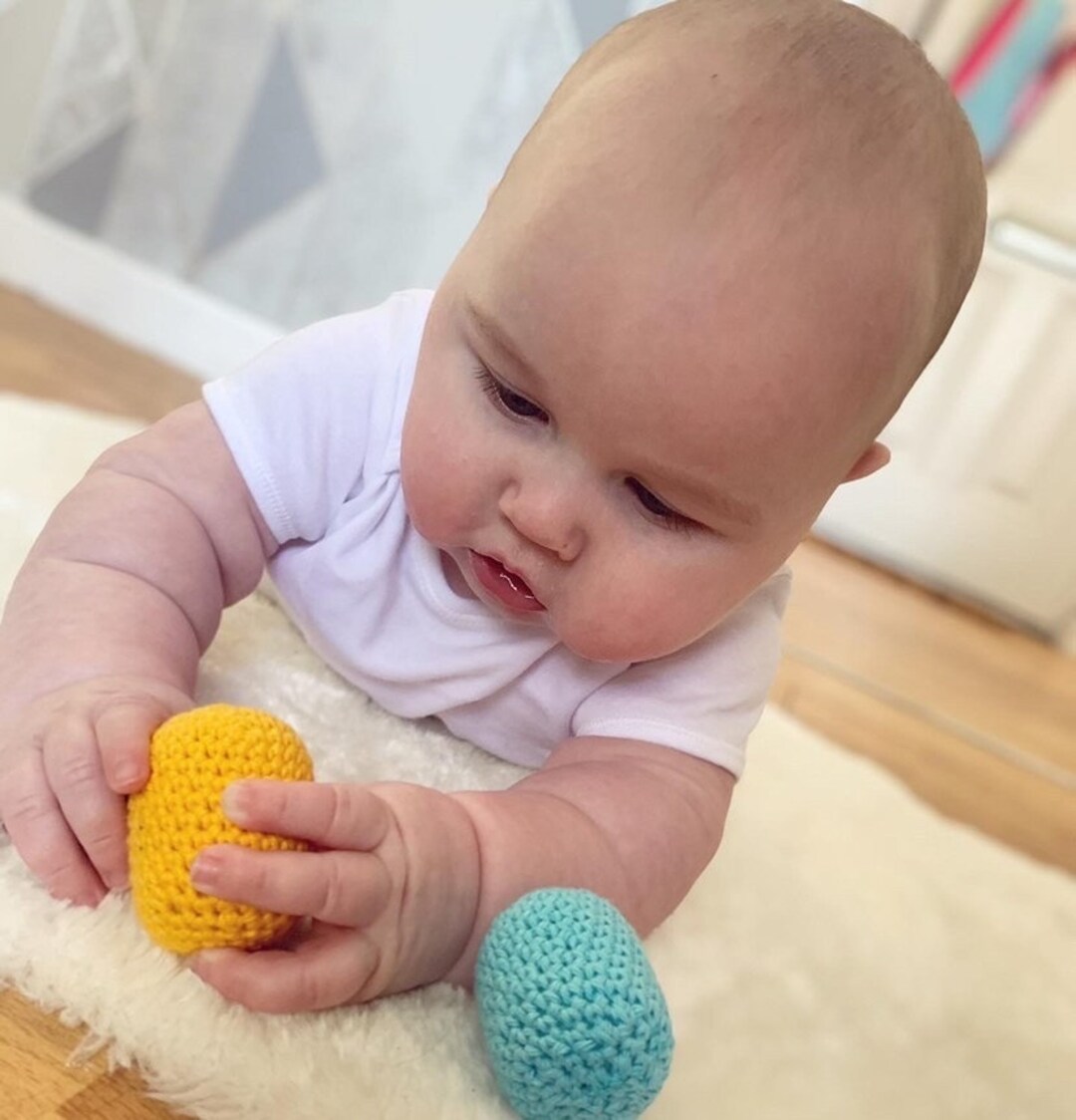 Crochet Baby Musical Shaker, Musical Orb, Baby Handsize Crochet Toys ...