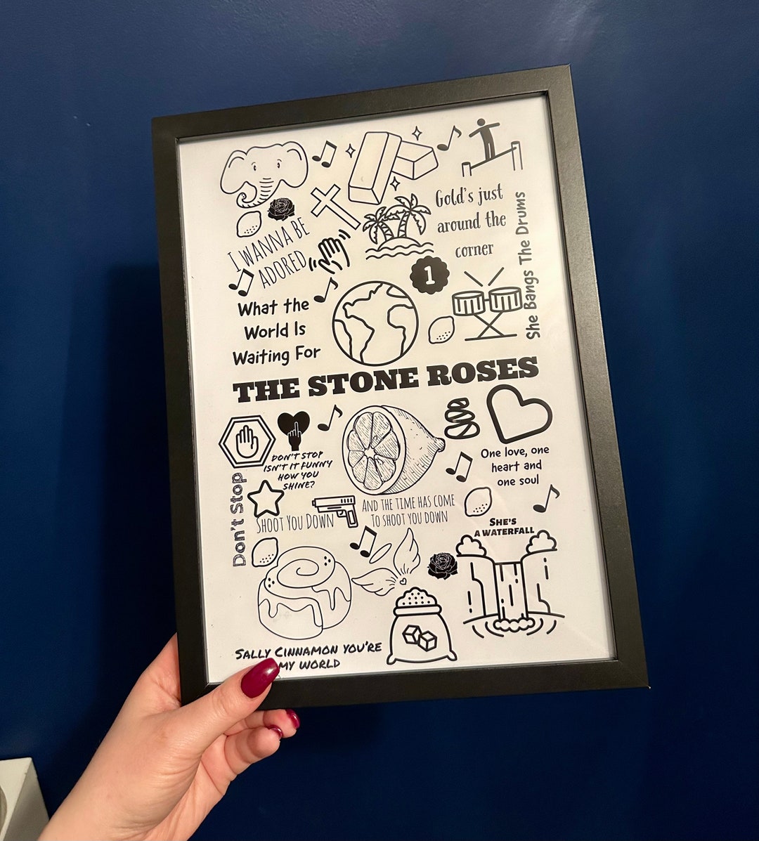 The Stone Roses Fan Art Wall Print in Doodle Style, Lyric Doodle Print ...
