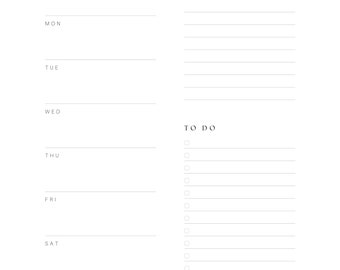 Minimalist Weekly Planner Printable Weekly Planner Daily - Etsy Ireland