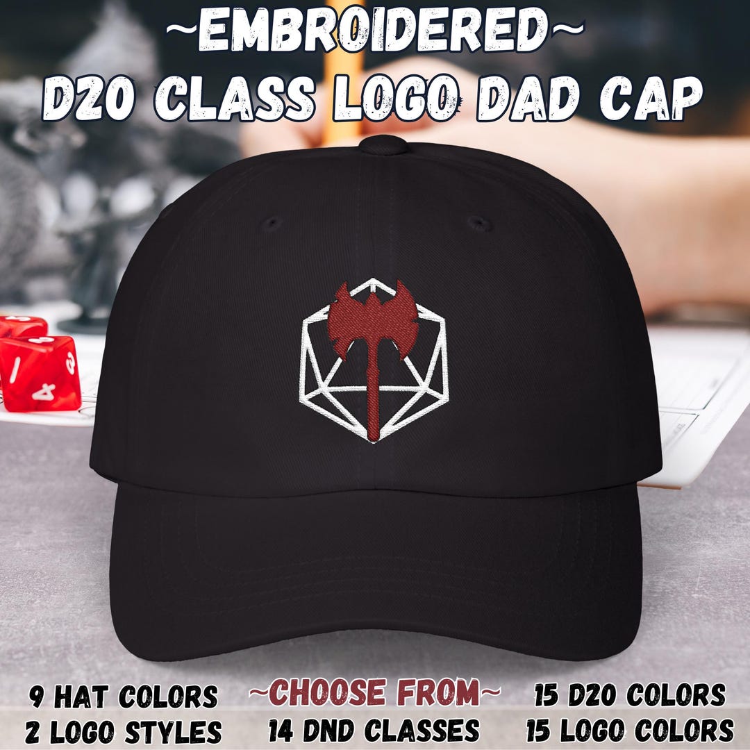 Custom Embroidered Dnd D20 Character Class Dad Cap | Personalized Hat ...