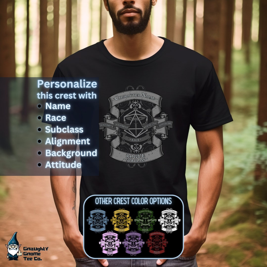Personalized Dnd ROGUE Character T-shirt Name, Race, Subclass, Emblem ...