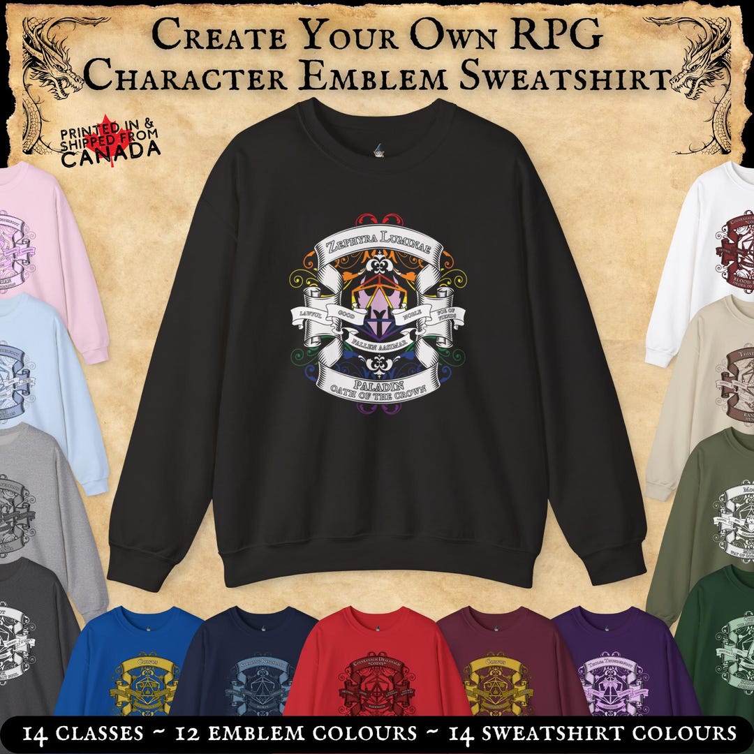 Personalized Dnd D20 Character Emblem Sweatshirts for Group/party ...
