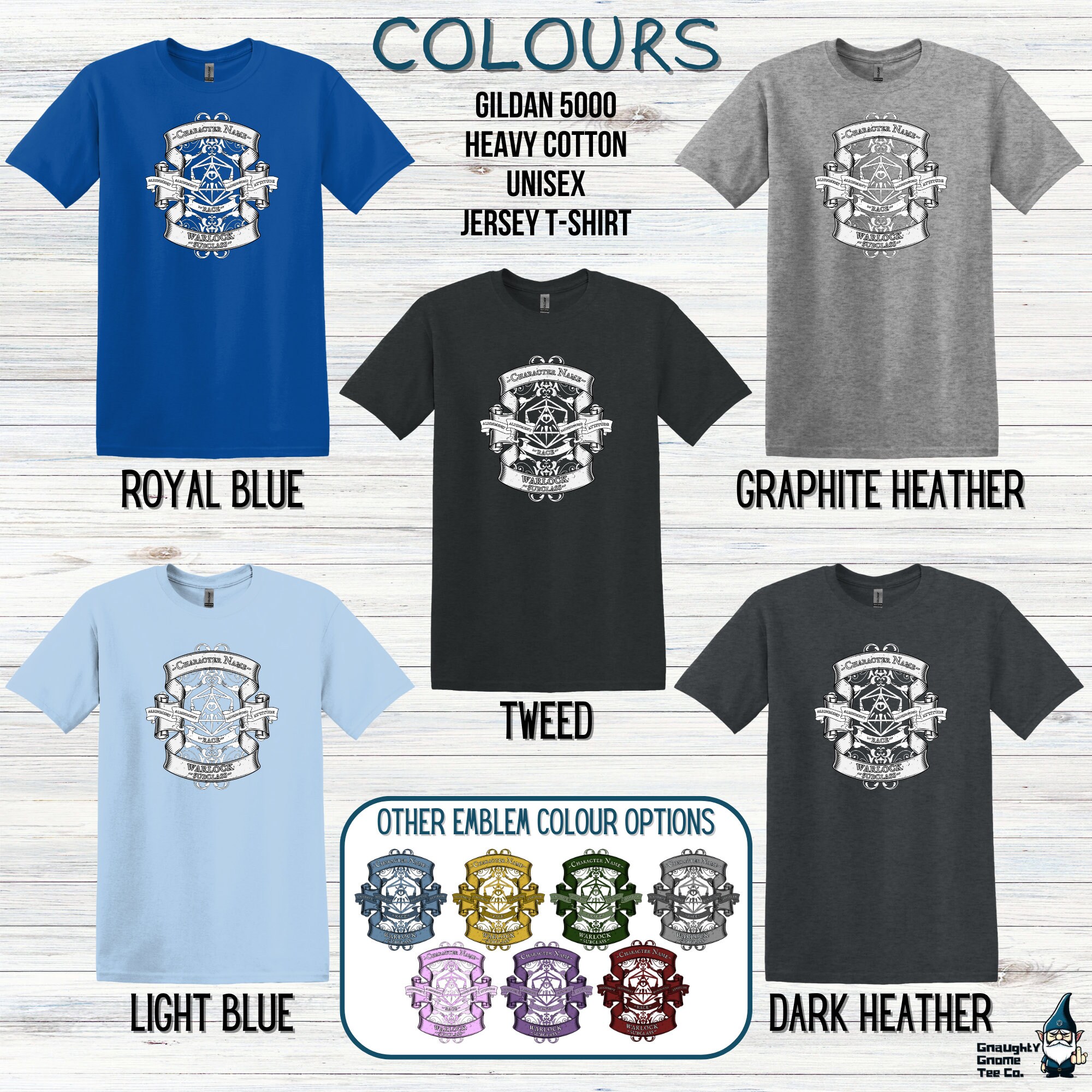 Personalized Dnd WARLOCK Character T-shirt Name, Race, Subclass, Emblem ...