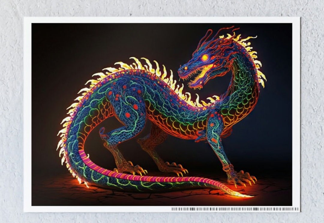 Asian Style Glowing Dragon Poster- Gloss Posters, Multiple Sizes, Home ...