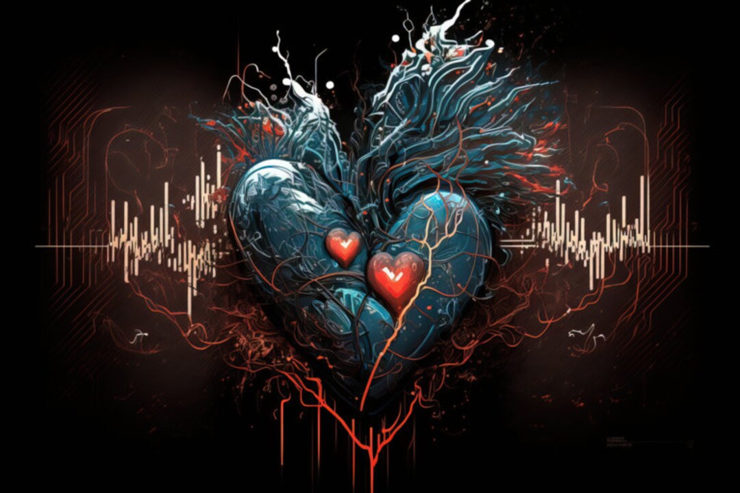 Printable Soundwave Sound Wave Art Heart Dark Love Valentine's 8k ...