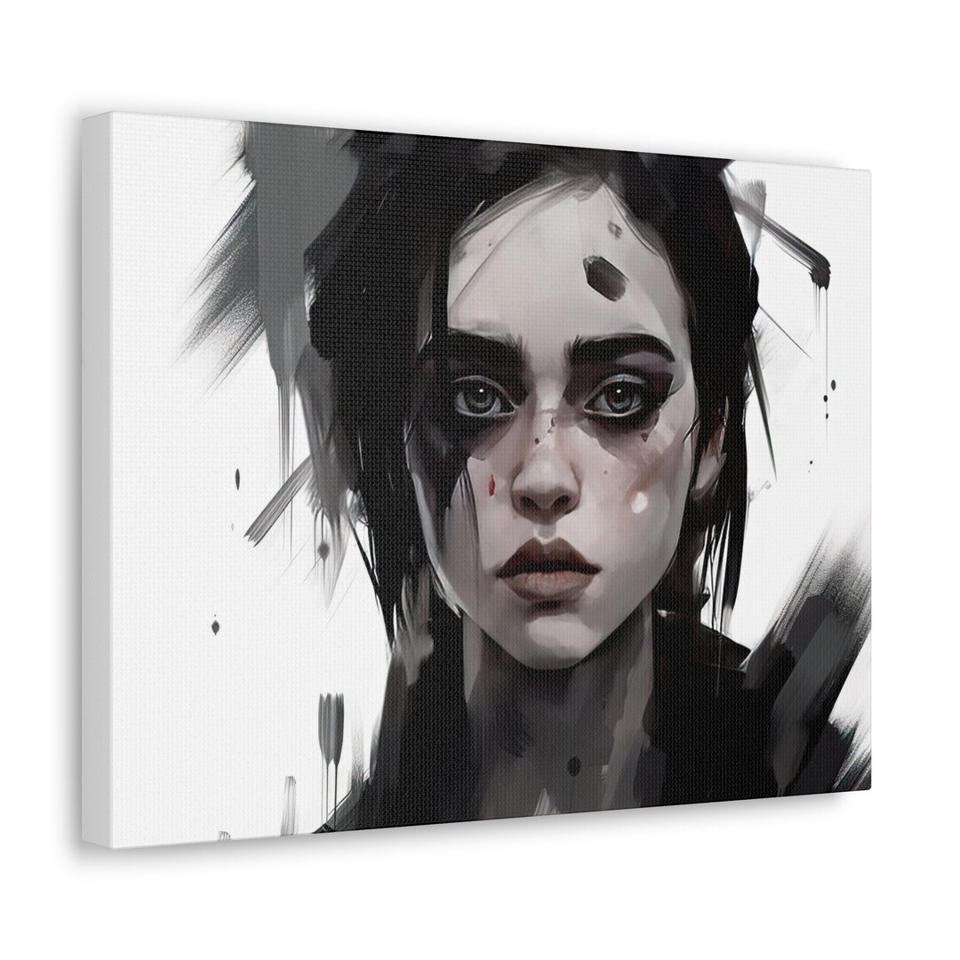 Sad Goth Girl Moody Canvas Wall Art Print, Girl Art, Personal Art ...
