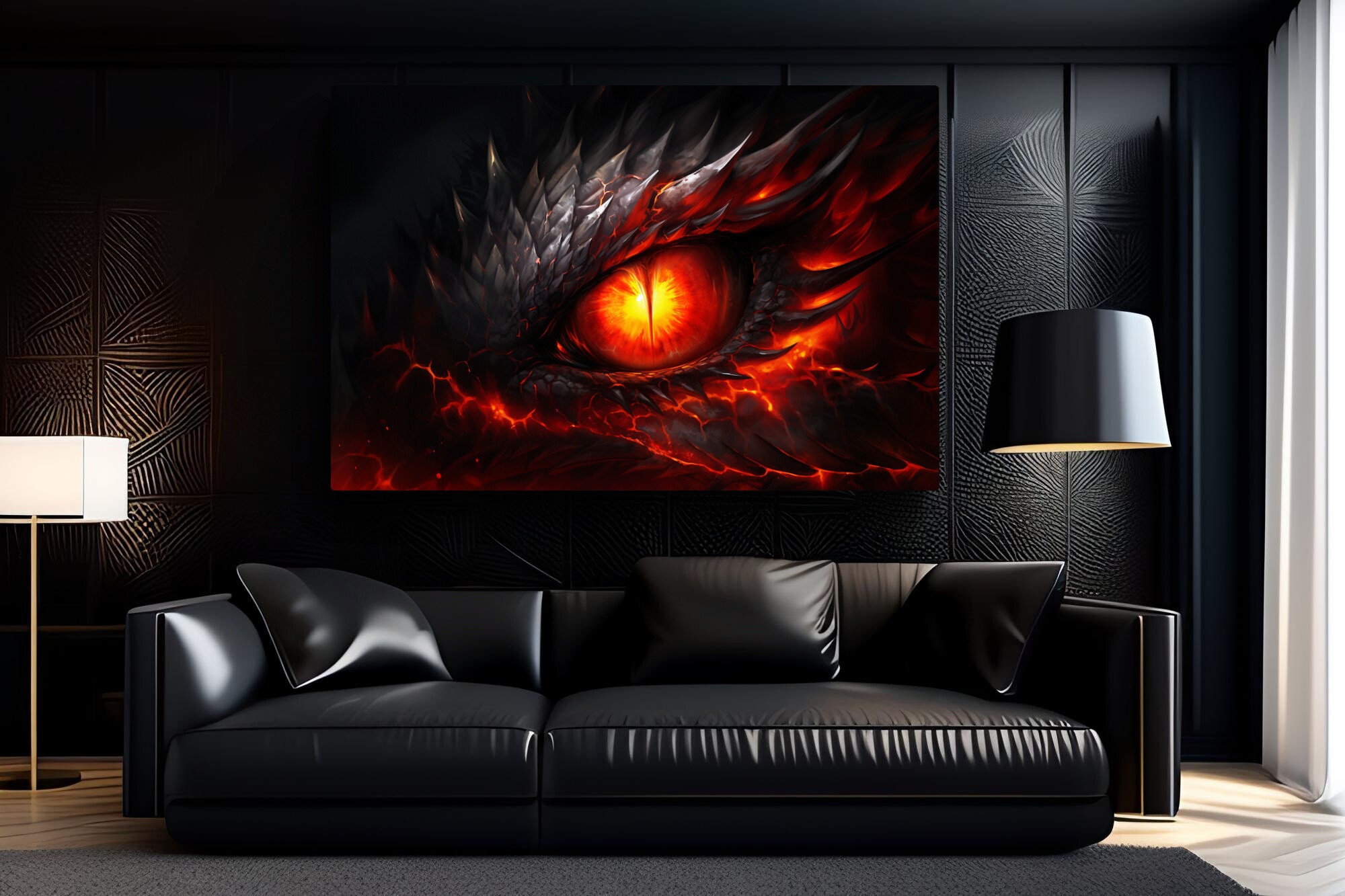 Fiery Dragon Art, Dragon Eye Art, Mythical Fantasy Canvas Wall Decor ...