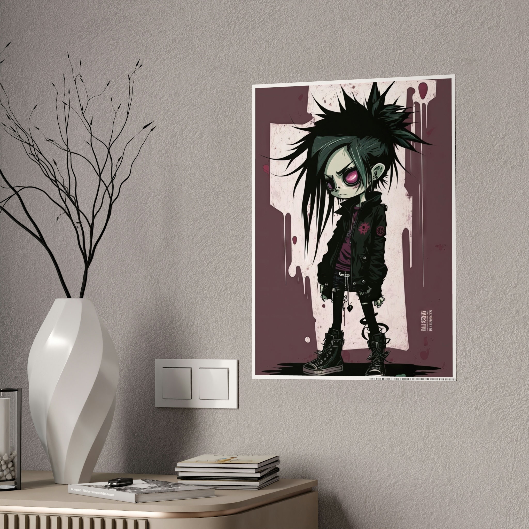 Stylized Cartoon Goth Punk Girl Poster- Gloss Posters, Multiple Sizes ...