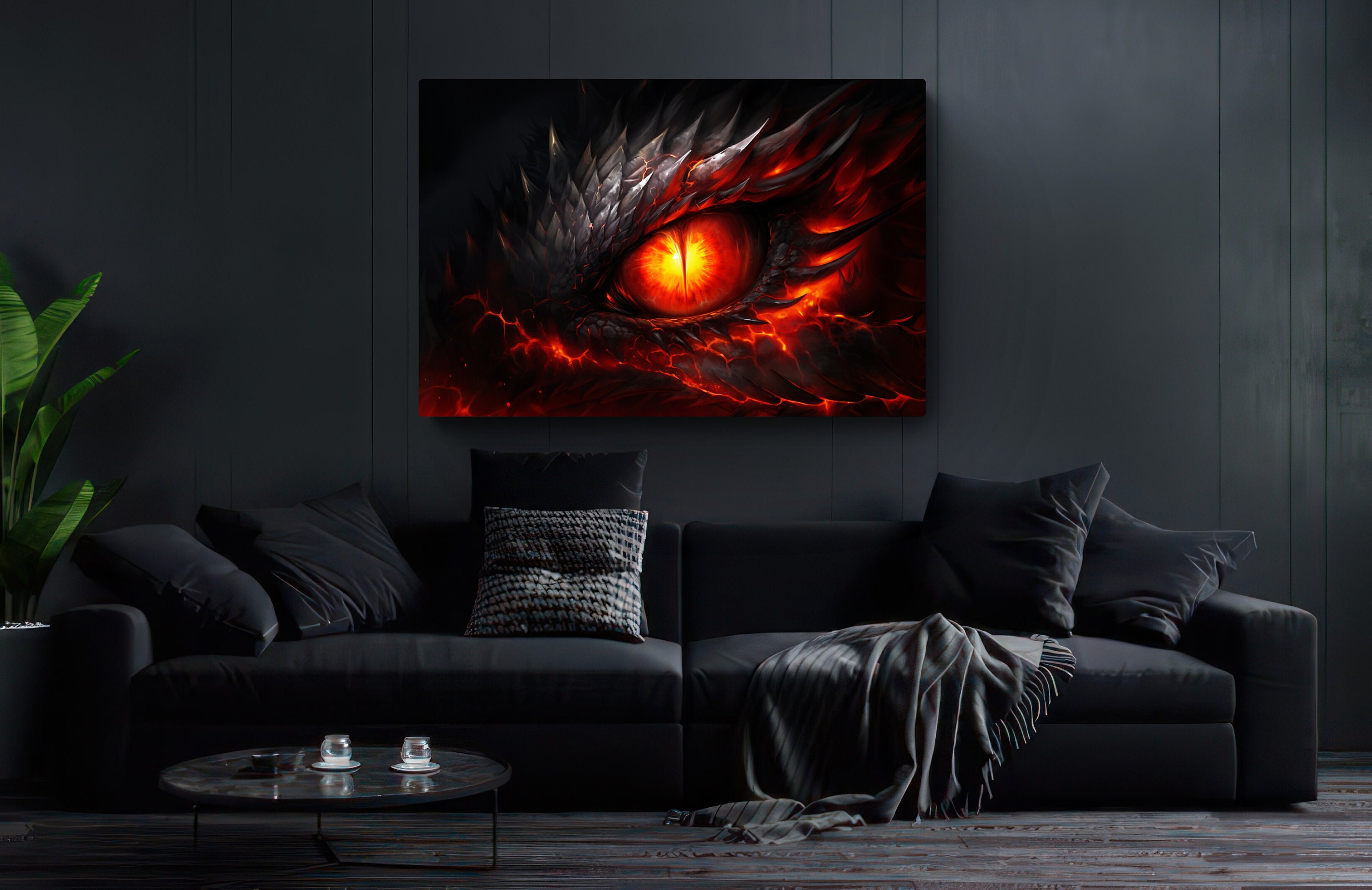 Fiery Dragon Art, Dragon Eye Art, Mythical Fantasy Canvas Wall Decor ...