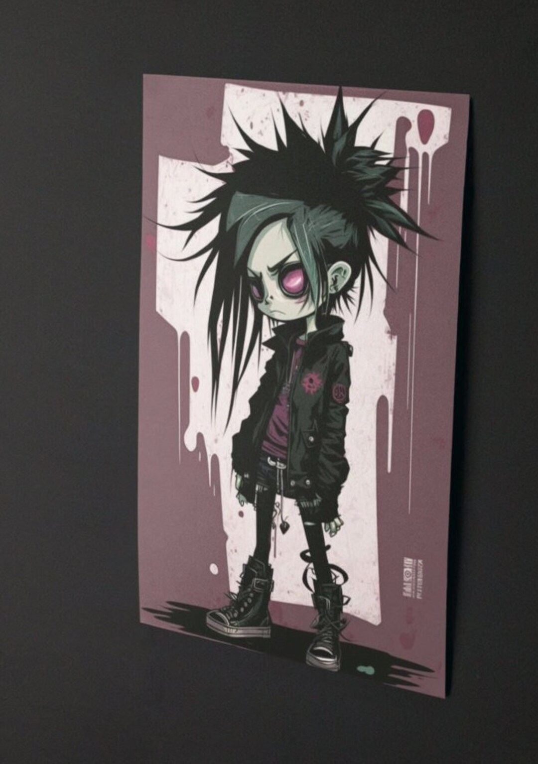 Stylized Cartoon Goth Punk Girl Poster Gloss Posters - Etsy