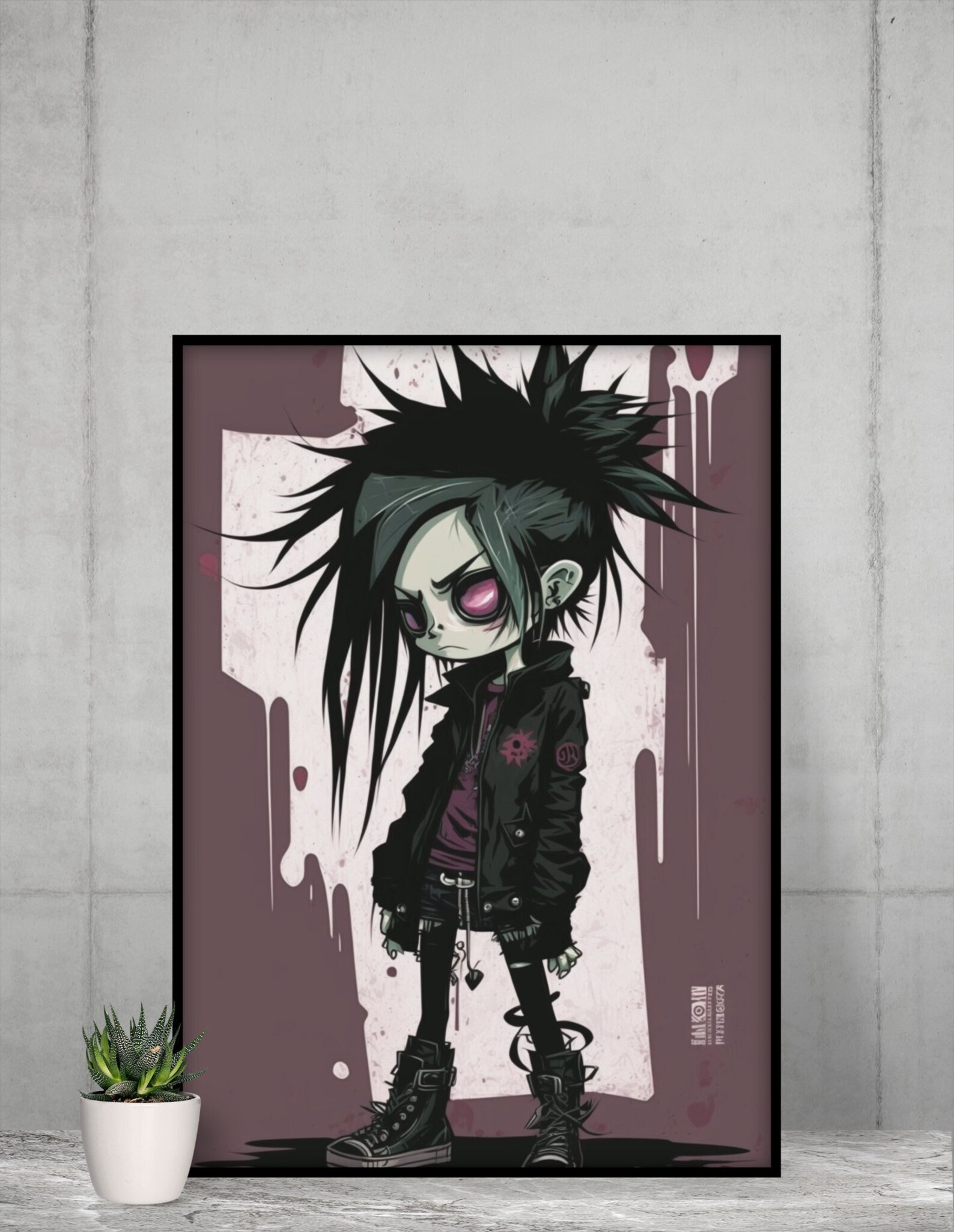 Stylized Cartoon Goth Punk Girl Poster- Gloss Posters, Multiple Sizes ...