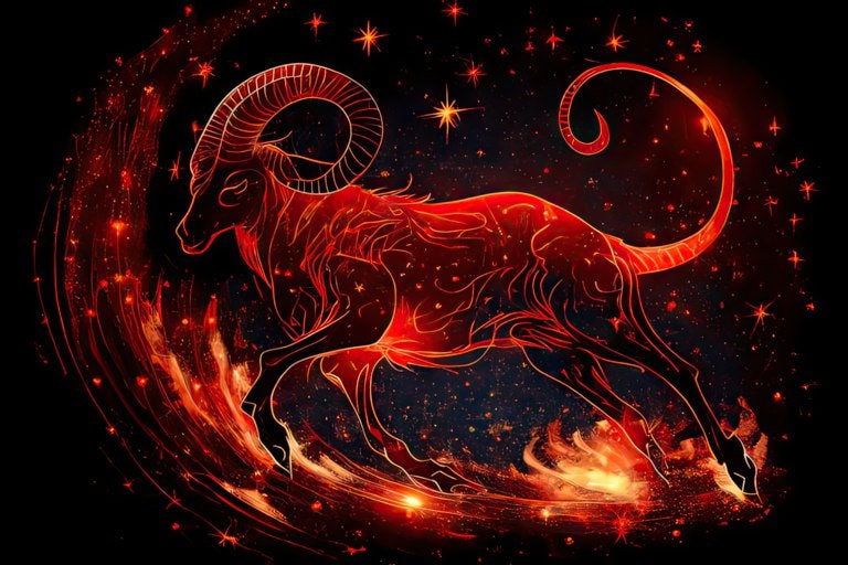 Aries Symbol Red