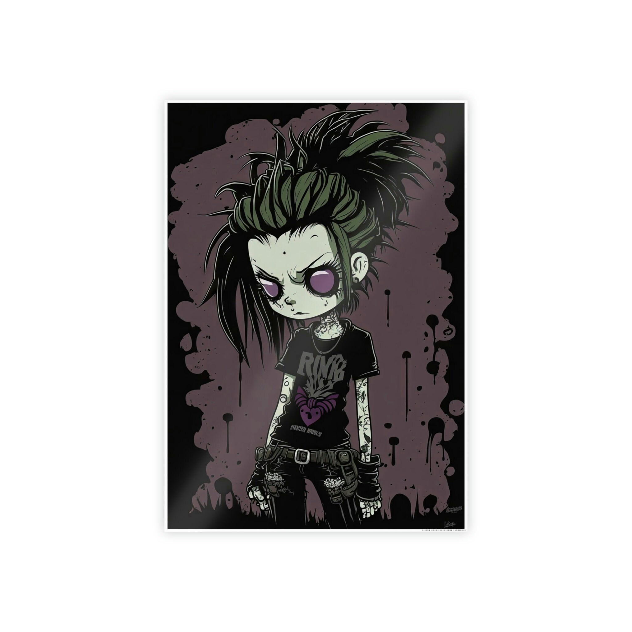 Stylized Cartoon Goth Punk Girl Black Clothes Poster- Gloss Posters ...