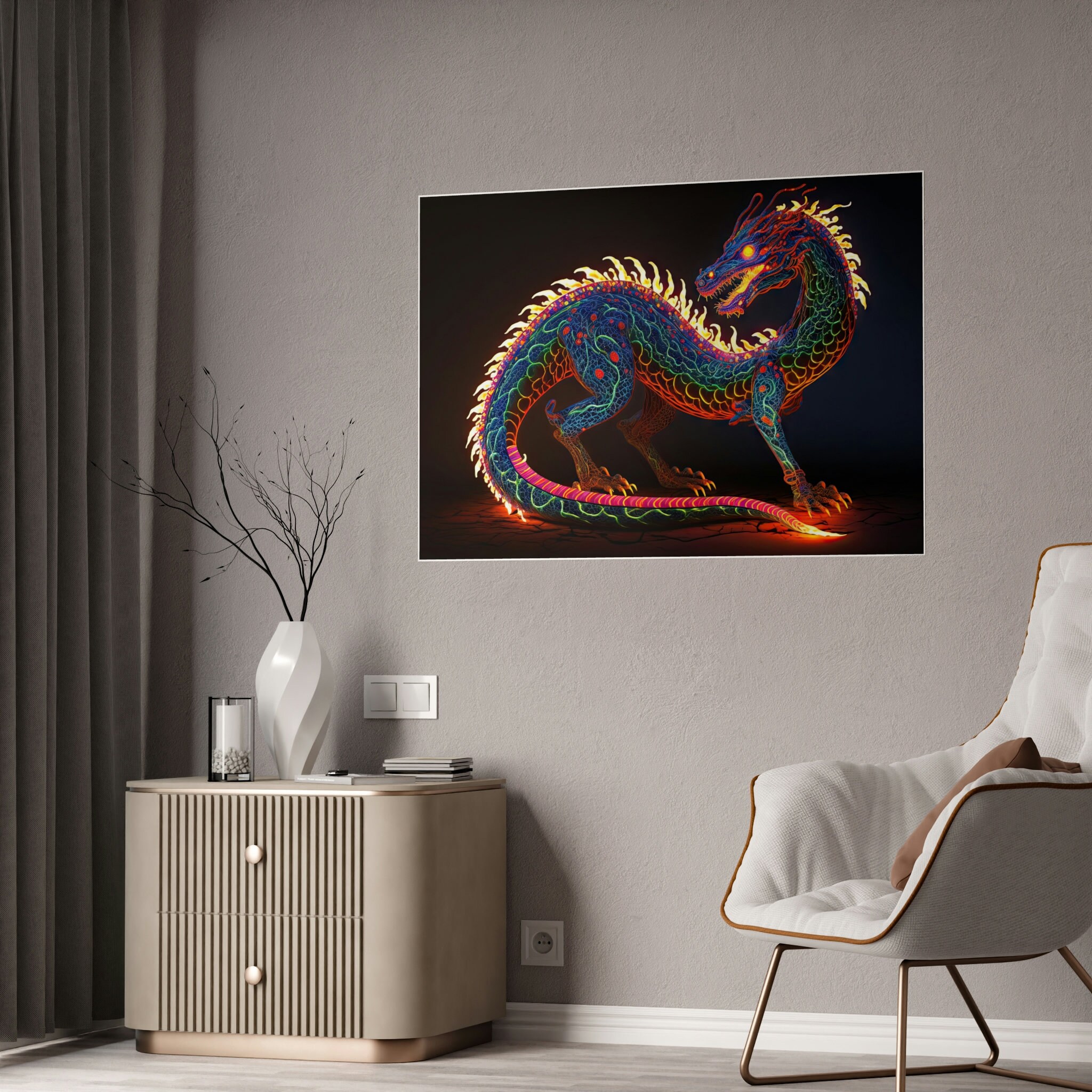 Asian Style Glowing Dragon Poster Gloss Posters, Multiple Sizes, Home ...