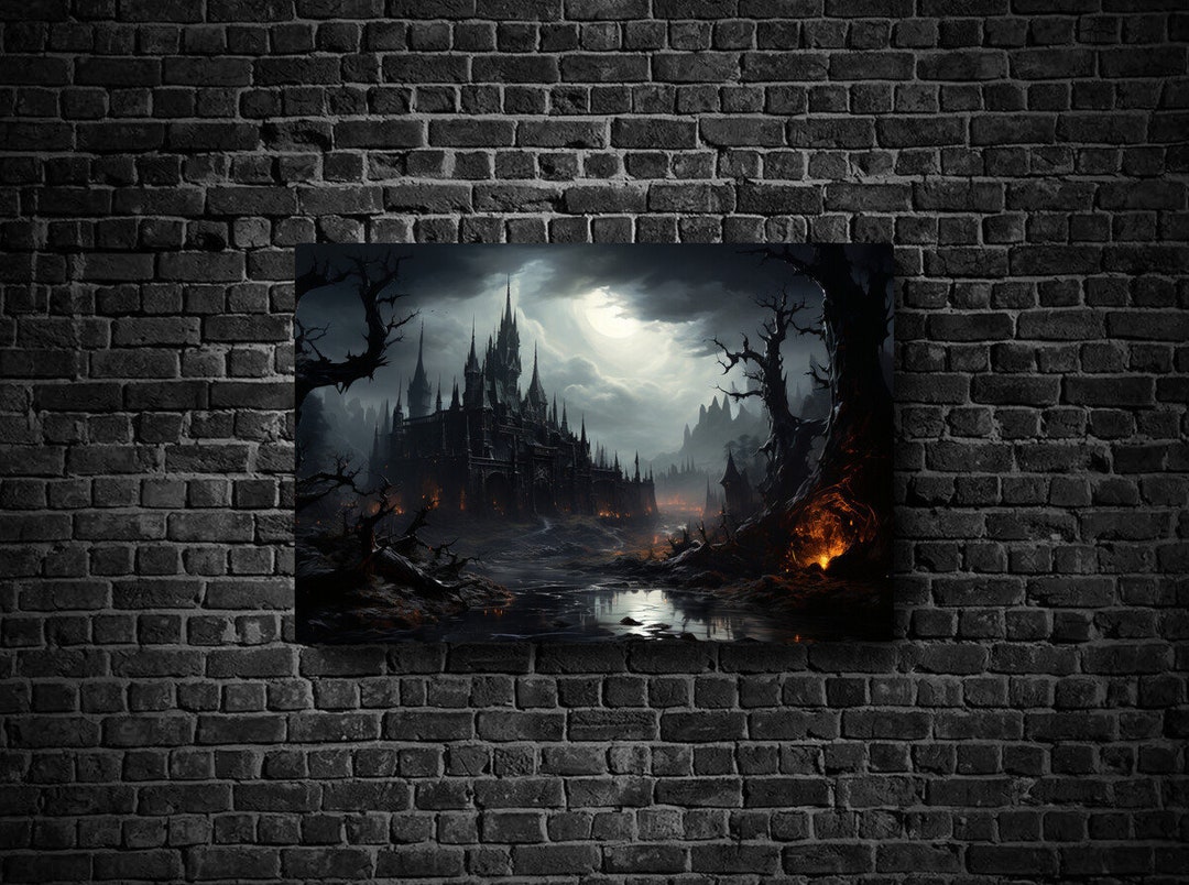 Castle Art, Dark Castle Wall Art, Dark Fantasy Decor, Mysterious Dark ...