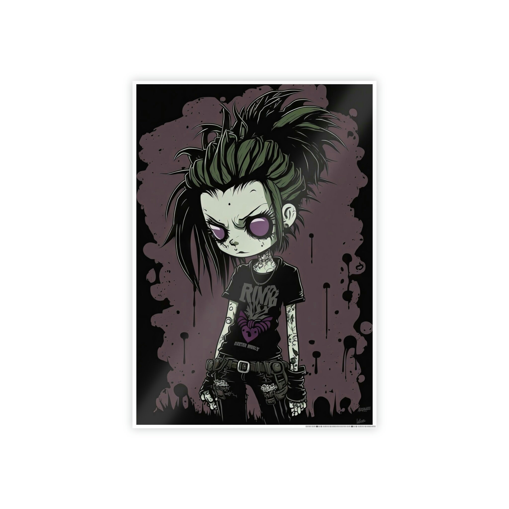 Stylized Cartoon Goth Punk Girl Black Clothes Poster- Gloss Posters ...