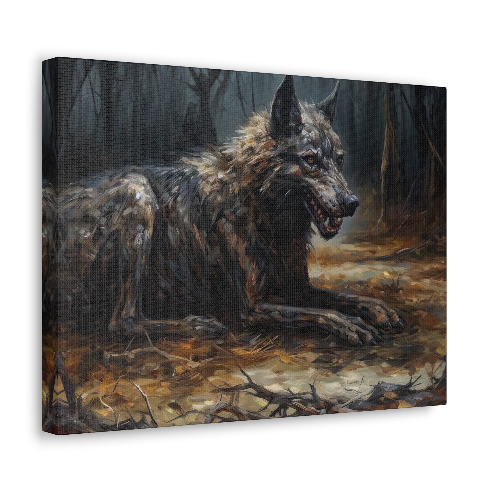 Wolf Art, Dark Art, Canvas Wall Art Print, Macabre Wall Art, Forest Art ...