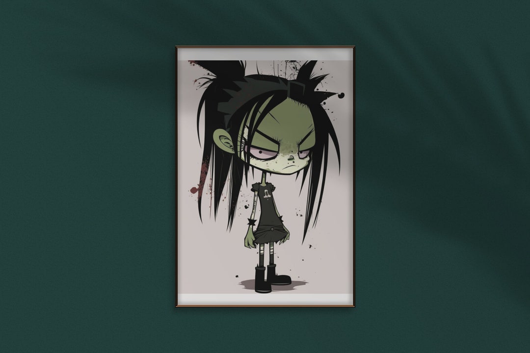 Stylized Cartoon Goth Punk Girl Poster Gloss Posters, Multiple Sizes ...
