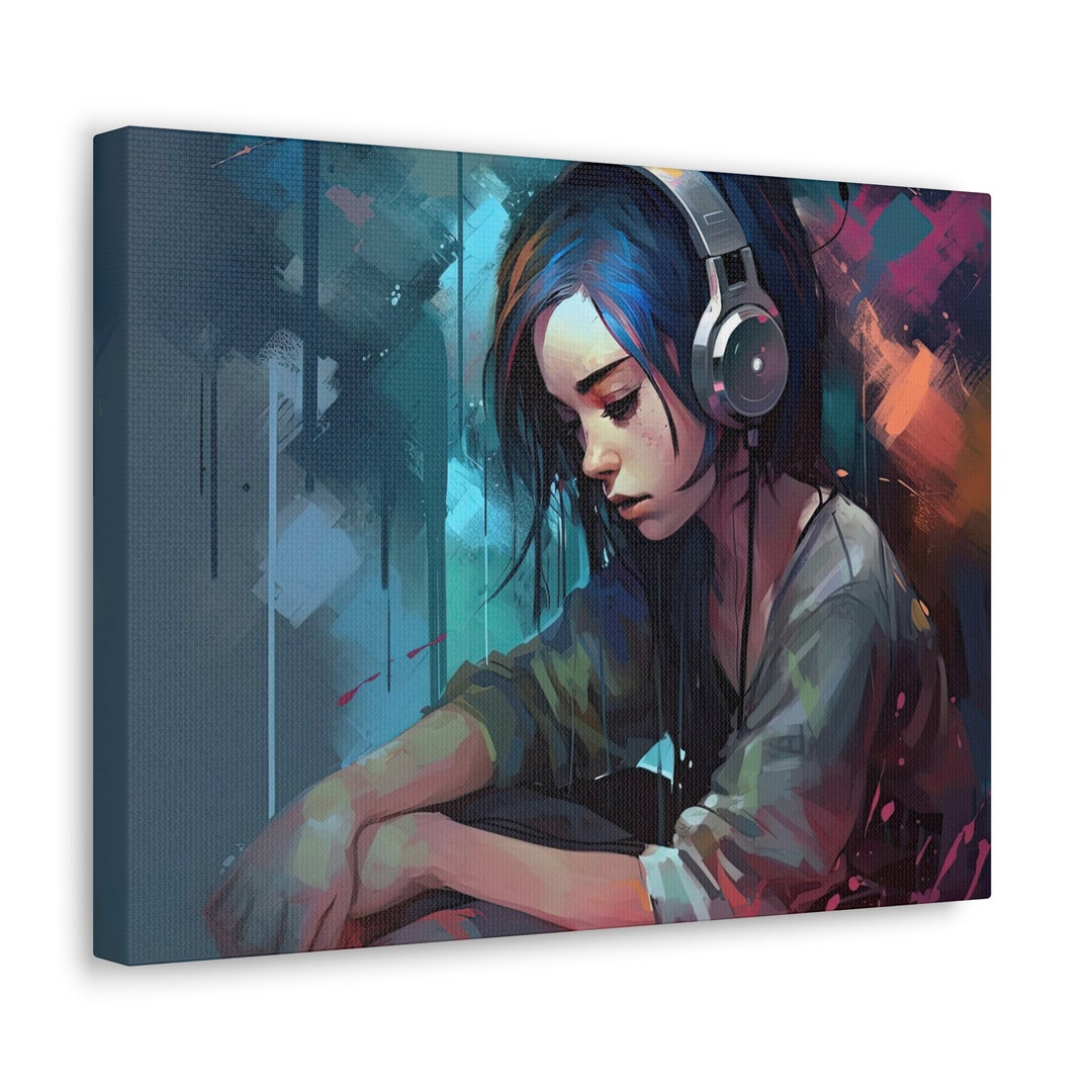 Sad Girl Teen Woman Moody, Canvas Wall Art Print, Girl Art, Personal ...