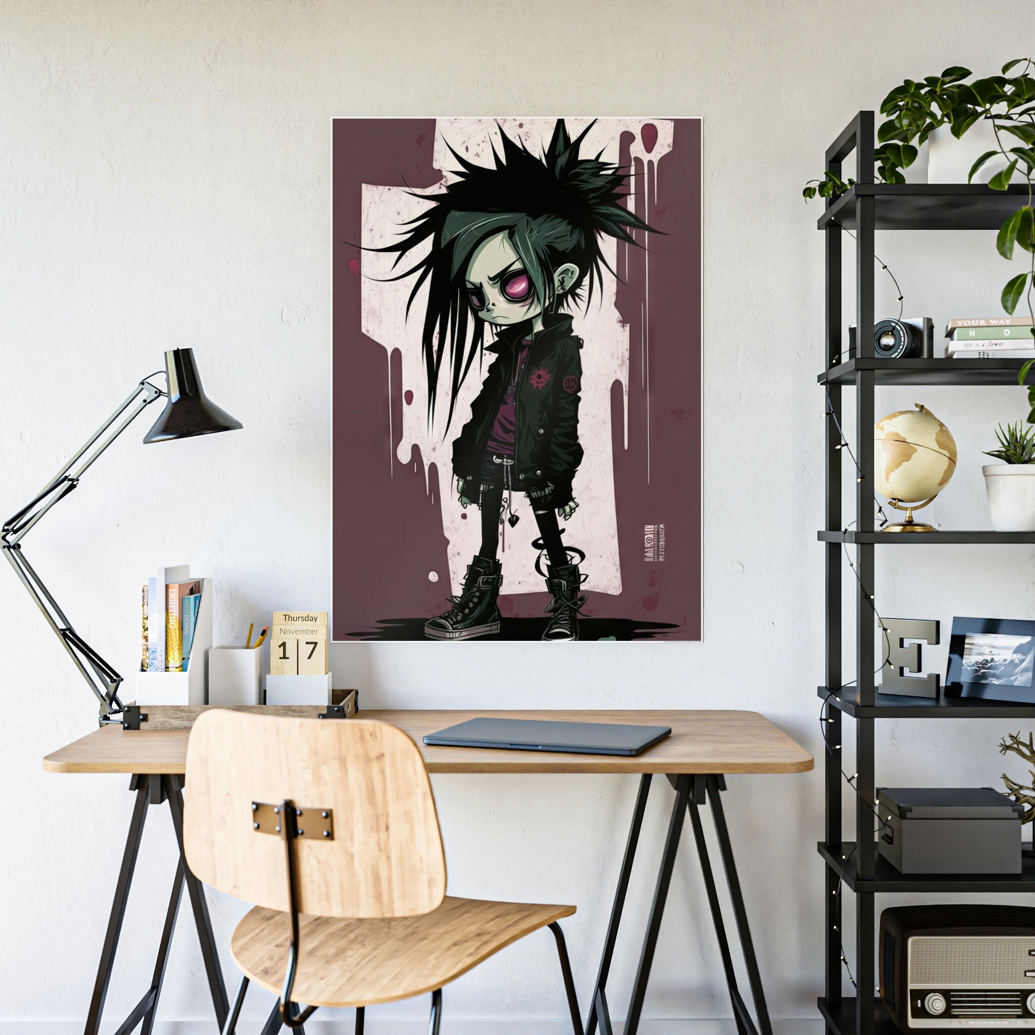 Stylized Cartoon Goth Punk Girl Poster- Gloss Posters, Multiple Sizes ...