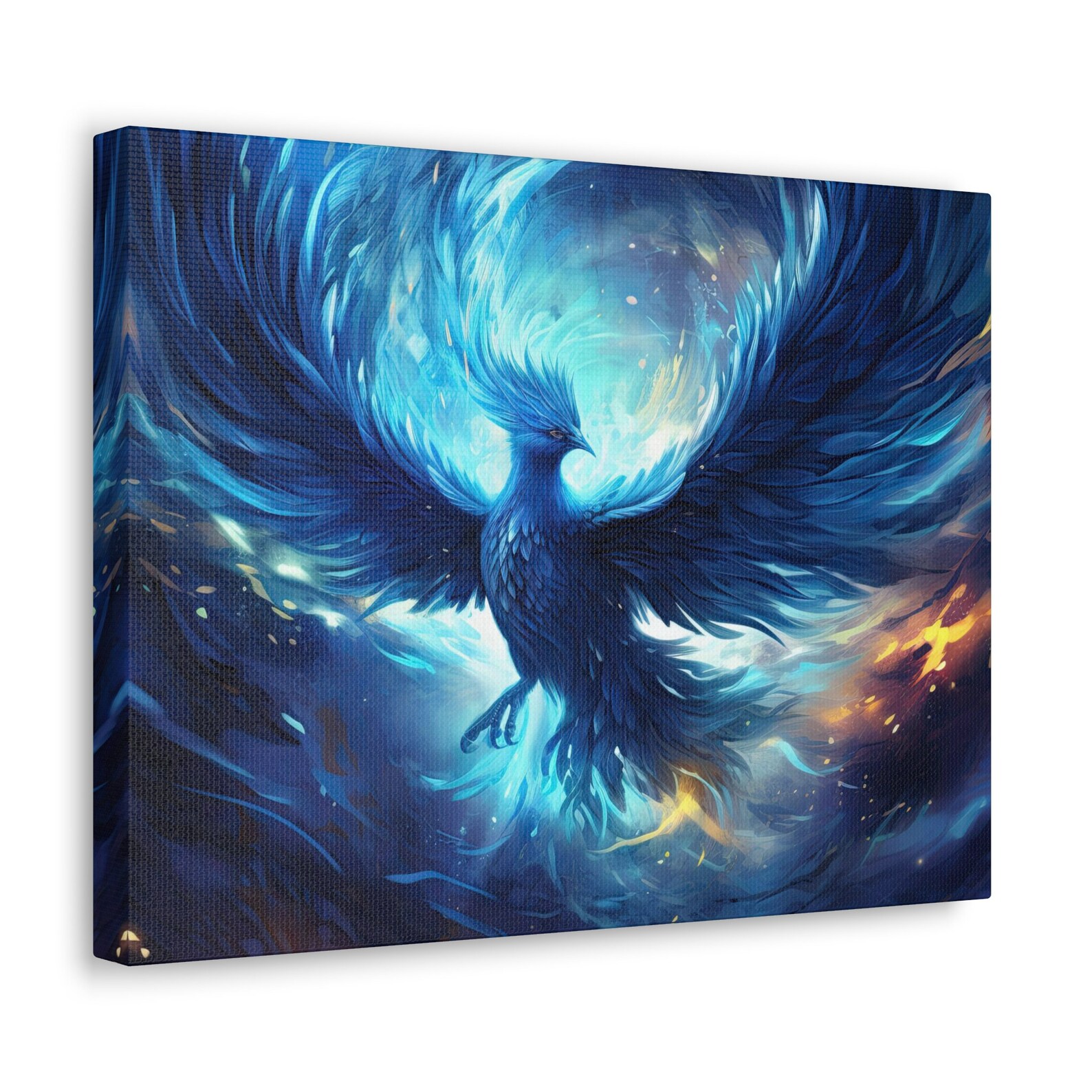 Phoenix Art, Blue Fire Phoenix Wall Art, Fiery Bird Wall Art, Mystical ...