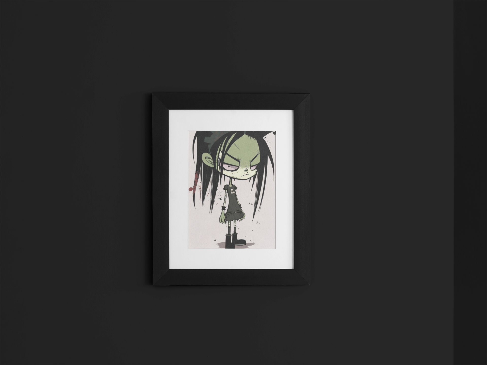 Stylized Cartoon Goth Punk Girl Poster Gloss Posters, Multiple Sizes ...