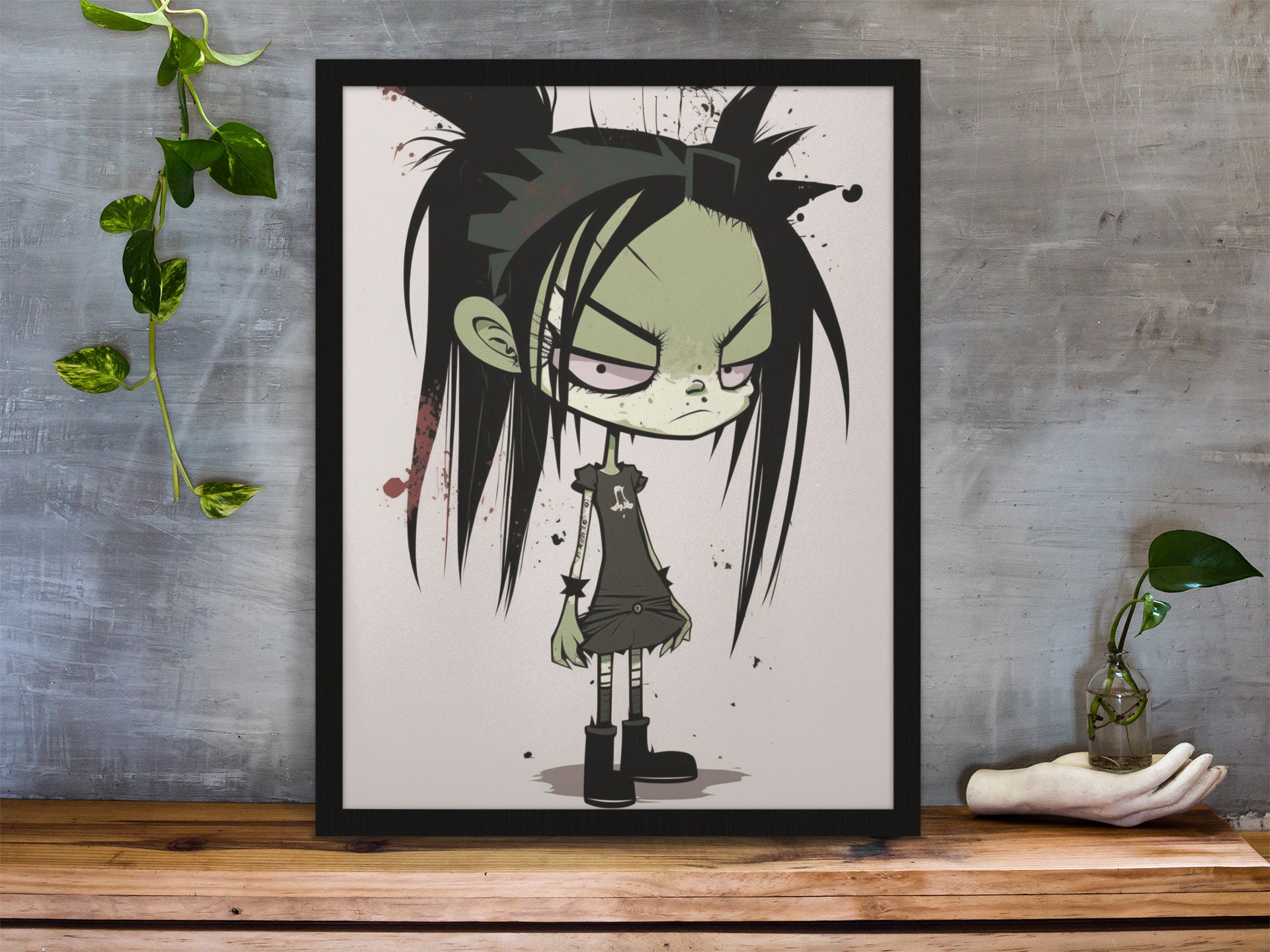 Stylized Cartoon Goth Punk Girl Poster Gloss Posters, Multiple Sizes ...