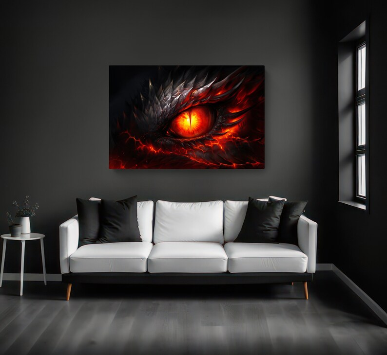 Fiery Dragon Art, Dragon Eye Art, Mythical Fantasy Canvas Wall Decor ...