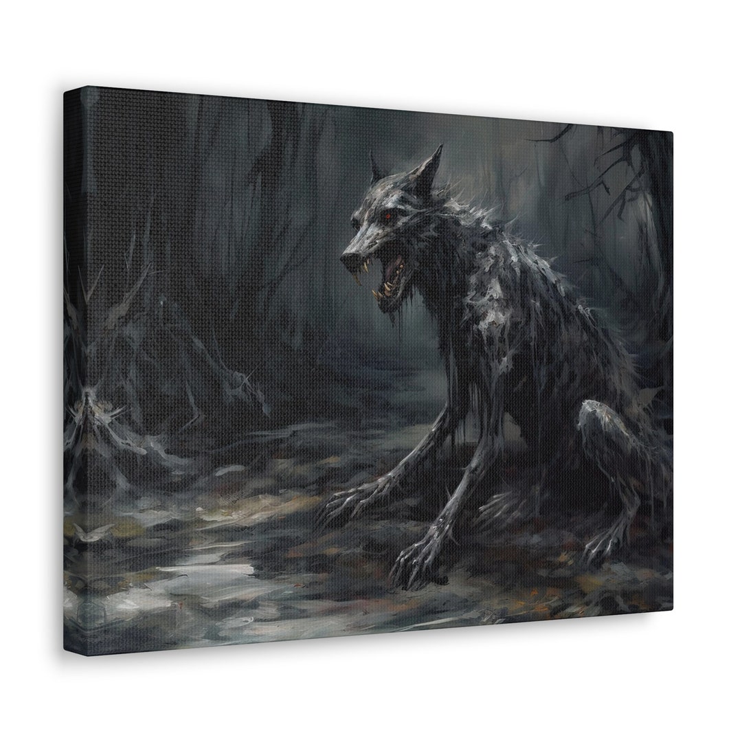 Wolf Art, Dark Art, Horror Art, Canvas Wall Art Print, Macabre Wall Art ...