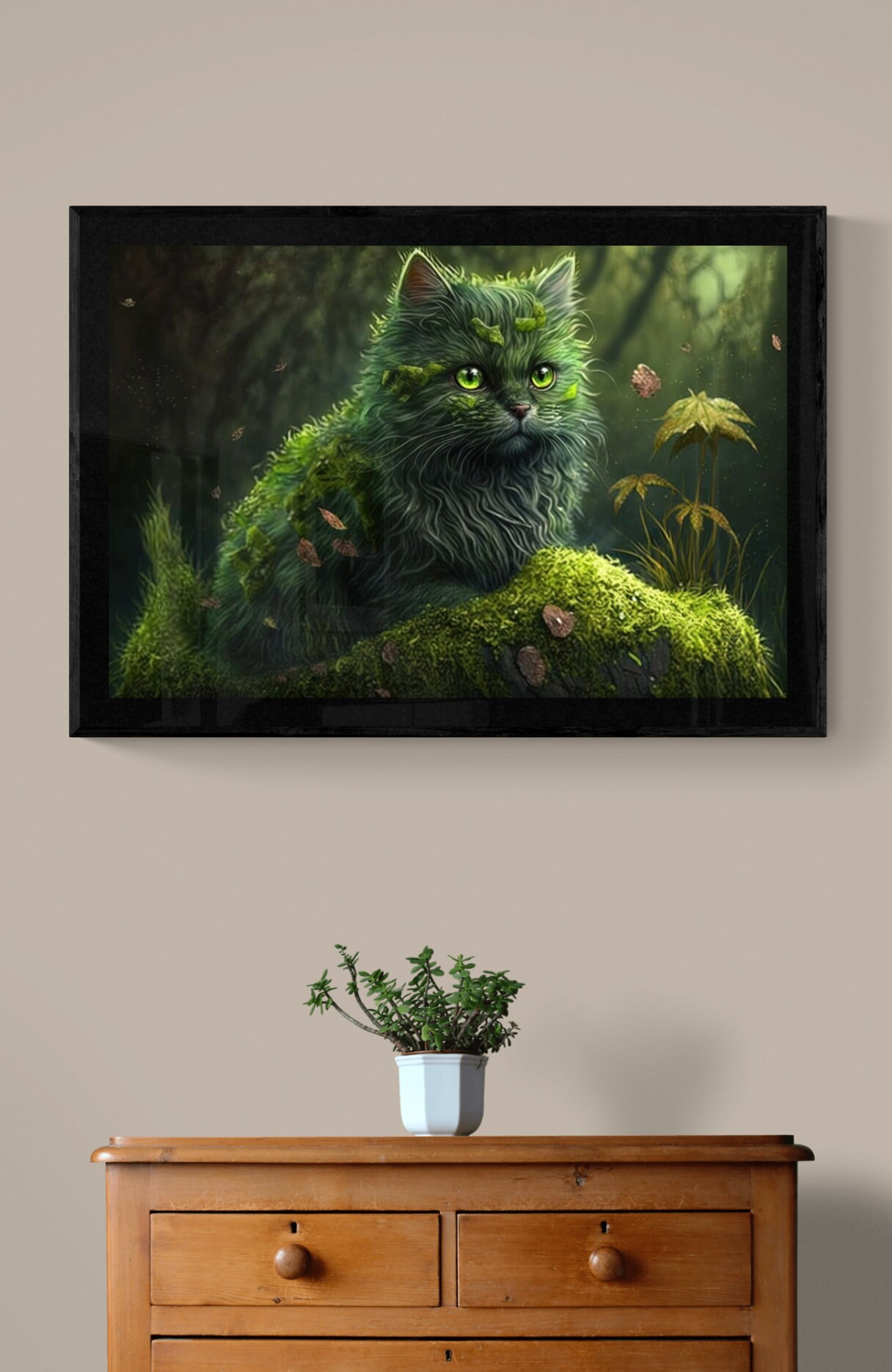 Printable Mossy Cat Art 8k - Etsy