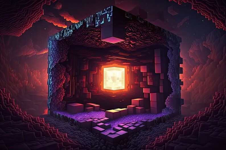 Printable Voxel Cube in the Void 8k - Etsy