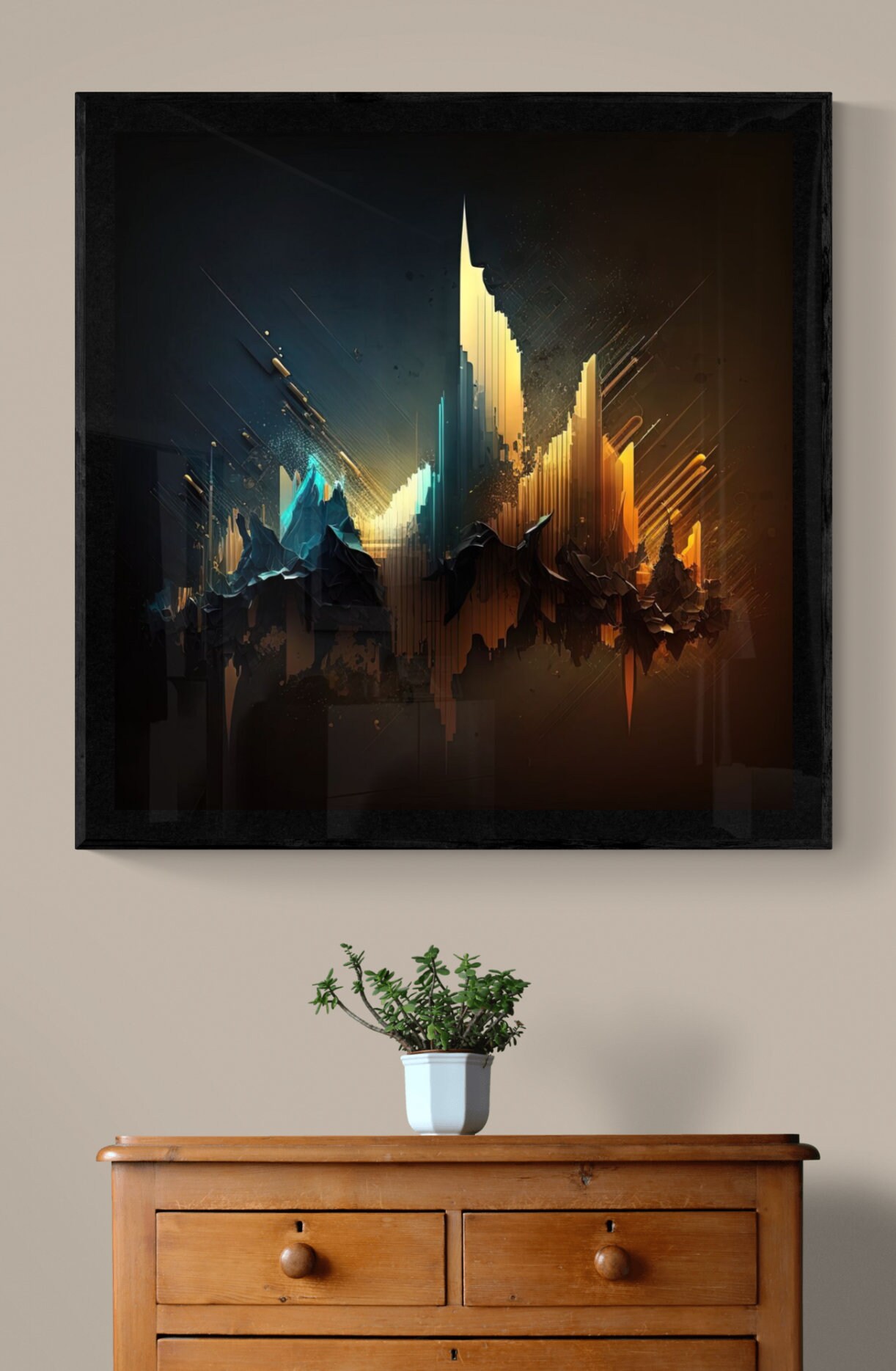 Printable Soundwave Sound Wave Art Abstract Edges Golden 8k Printable ...