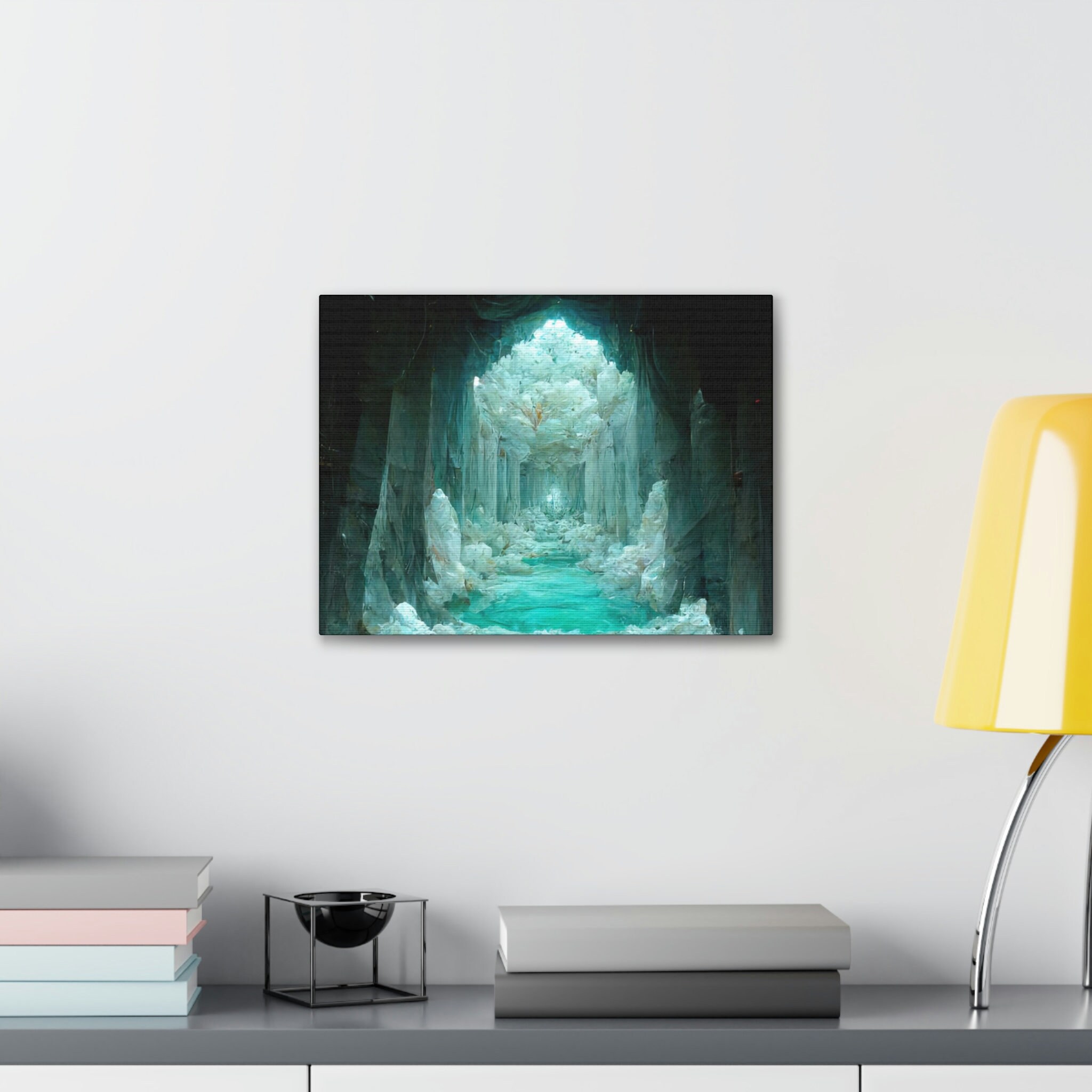Crystal Cave Art Icy Blue Mystic Shrine Cavern Canvas Art, Wall Decor ...