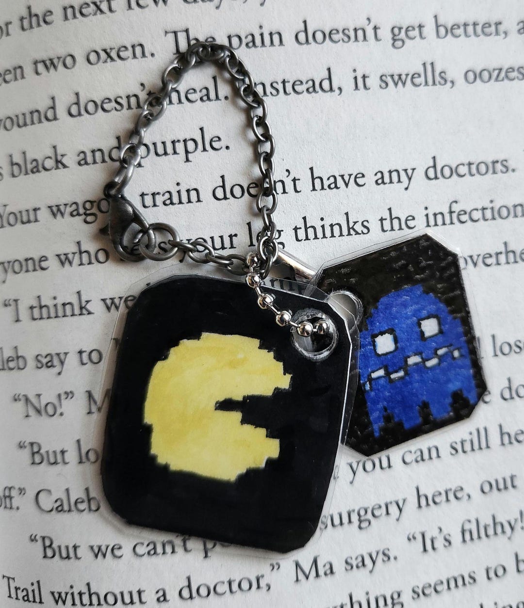 Pac-man Hand Drawn Keychain - Etsy