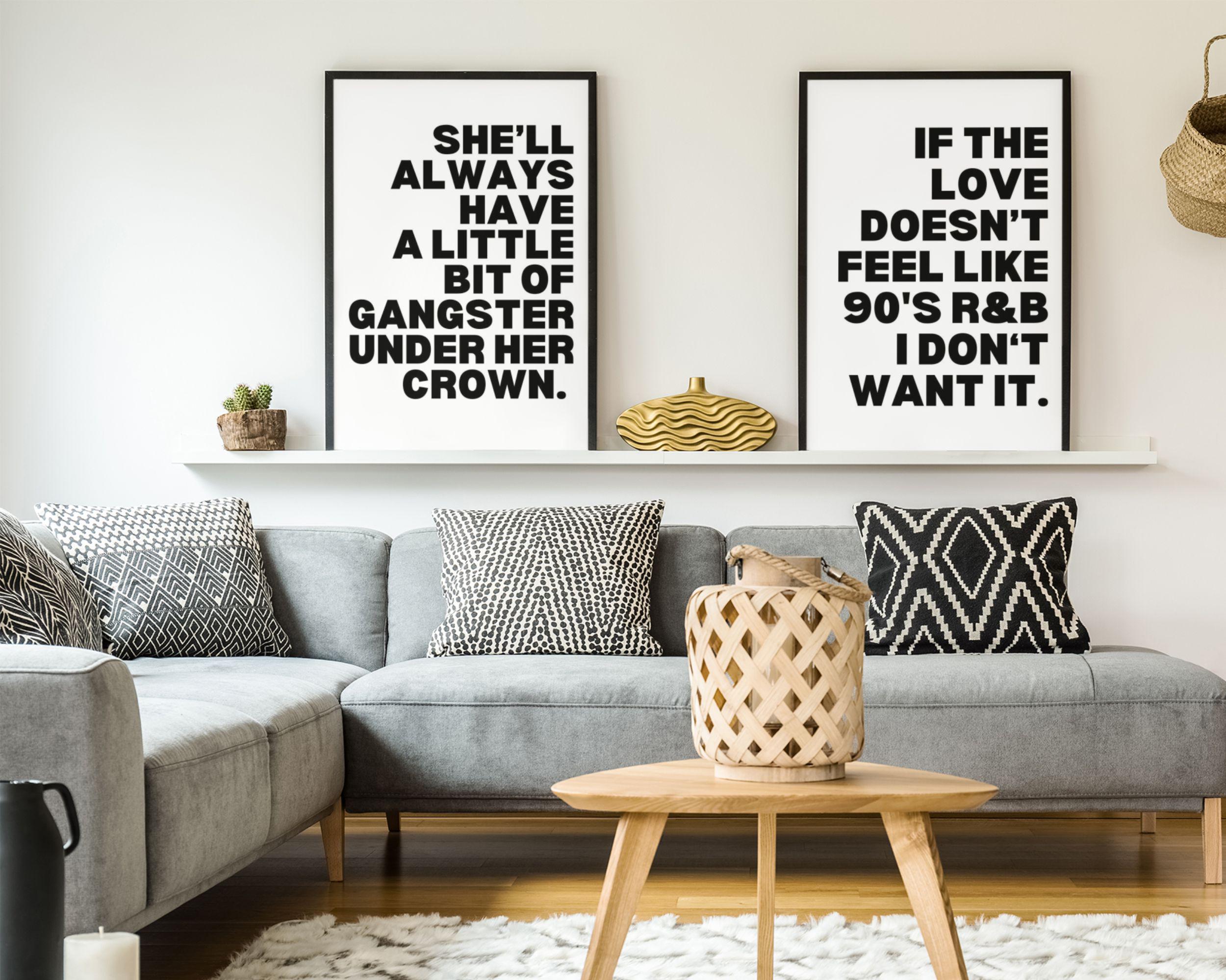 Gangster Under Her Crown, Rap Quotes Wall Art, Rap Poster, Gangsta Rap ...