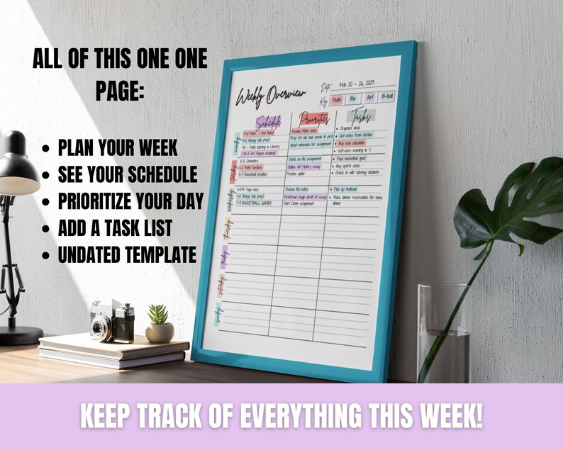 Student Weekly Planner Printable Weekly Schedule College - Etsy